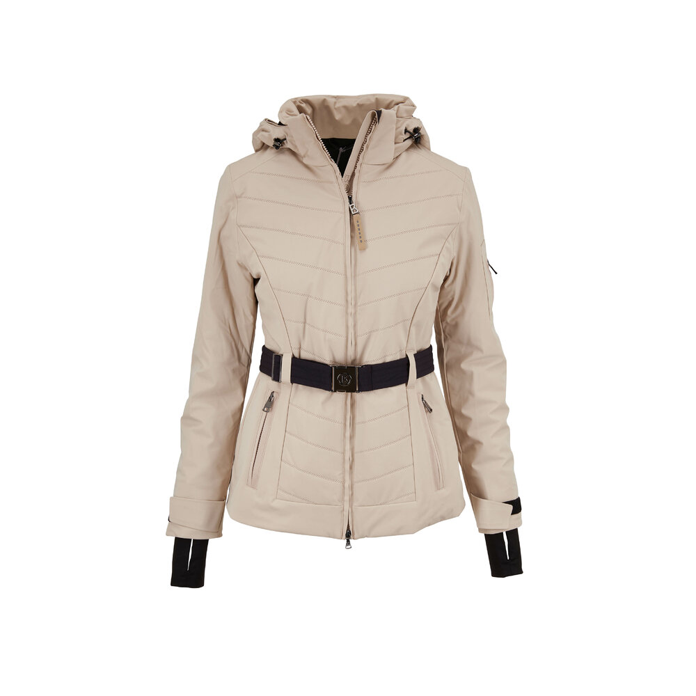 Bogner - Gitta Beige Chevron Quilted Hooded Jacket