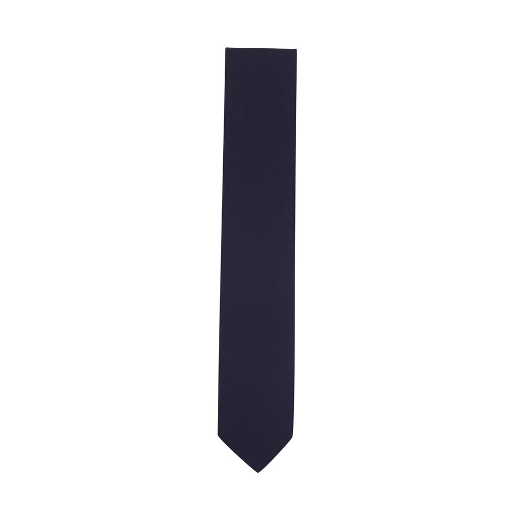 Dion - Solid Navy Wool Necktie | Mitchell Stores