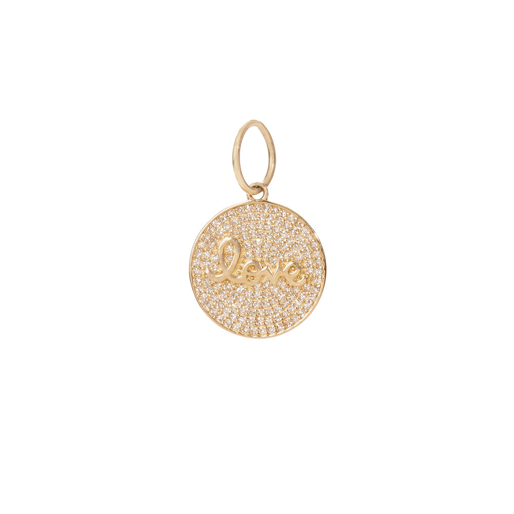 Kai Linz - 14K Yellow Gold Diamond Love Disc Charm