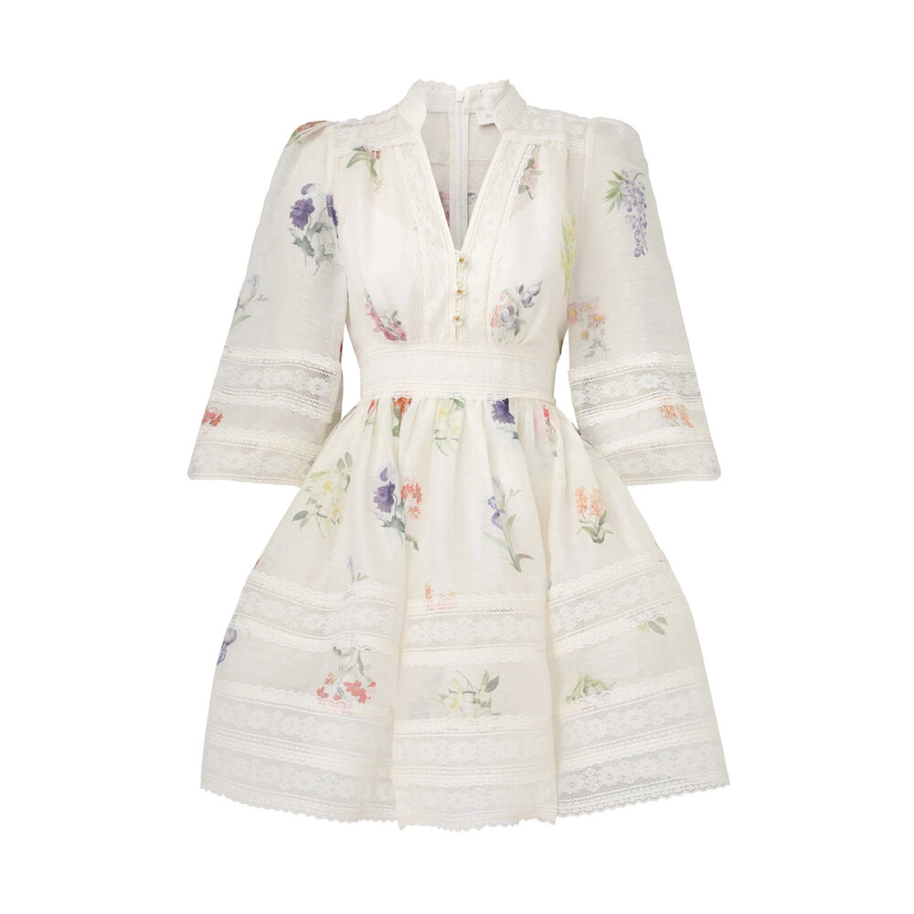Zimmermann - Ivory Botanical Natura Lace Mini Dress
