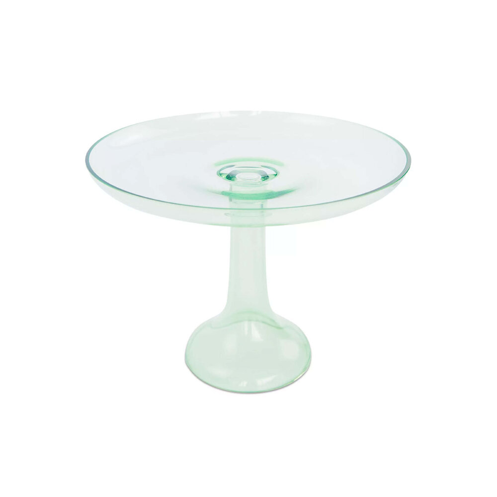 Estelle Colored Glass - Mint Green Colored Glass Cake Stand