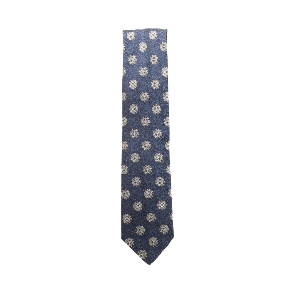 Geoff Nicholson - Blue and Cream Medallion Silk Tie