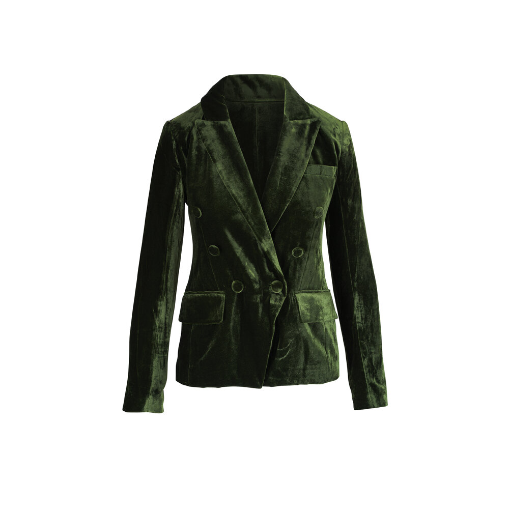 L'Agence - Kenzie Deep Olive Velvet Blazer | Mitchell Stores
