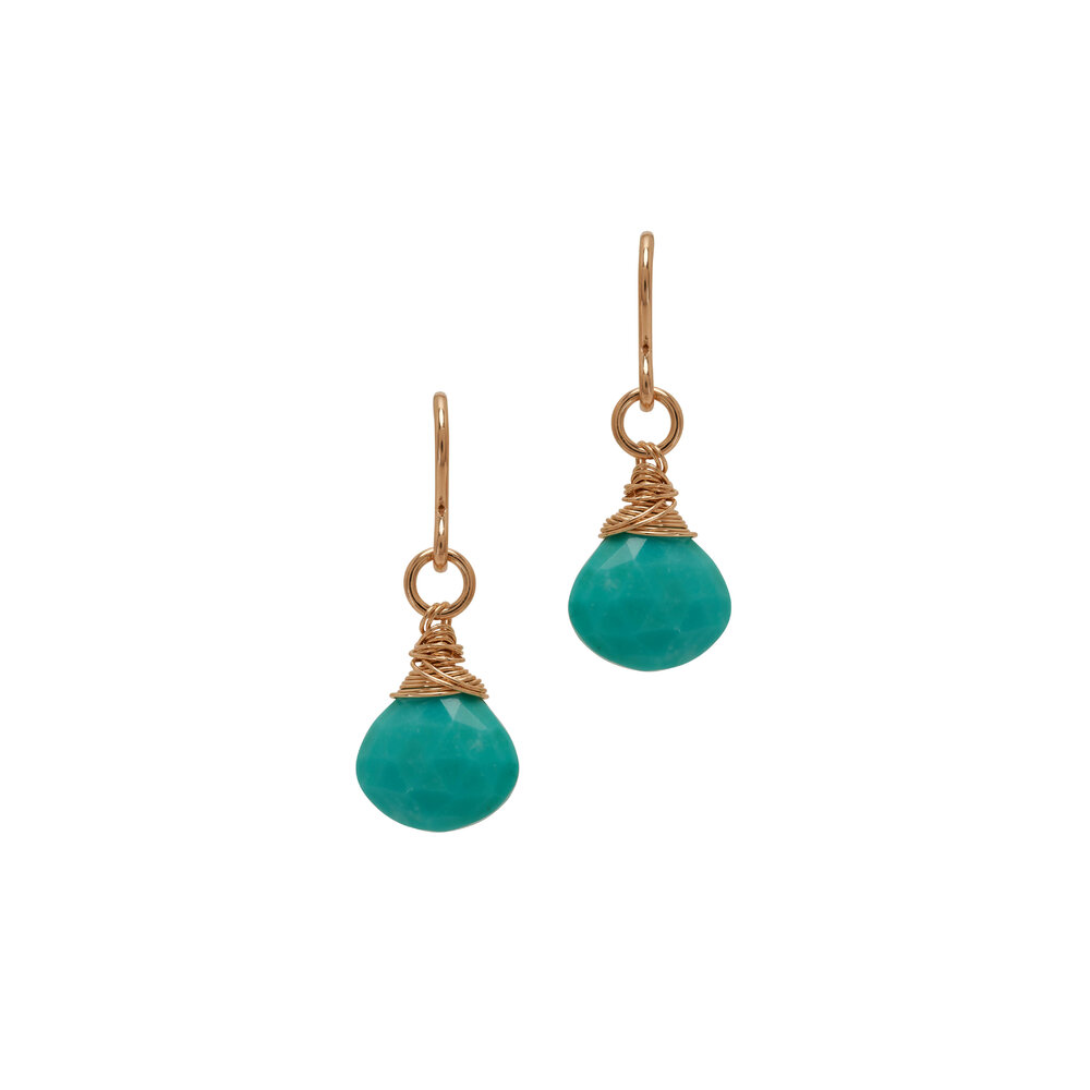 Cristina V. - Turquoise Briolette Wire-Wrapped Earrings