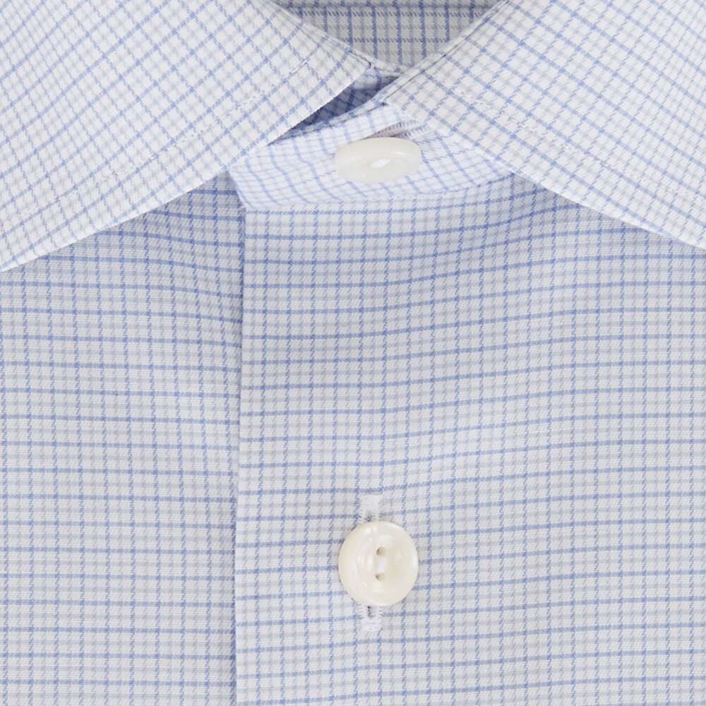 Eton - Blue Micro Check Stretch Dress Shirt | Mitchell Stores