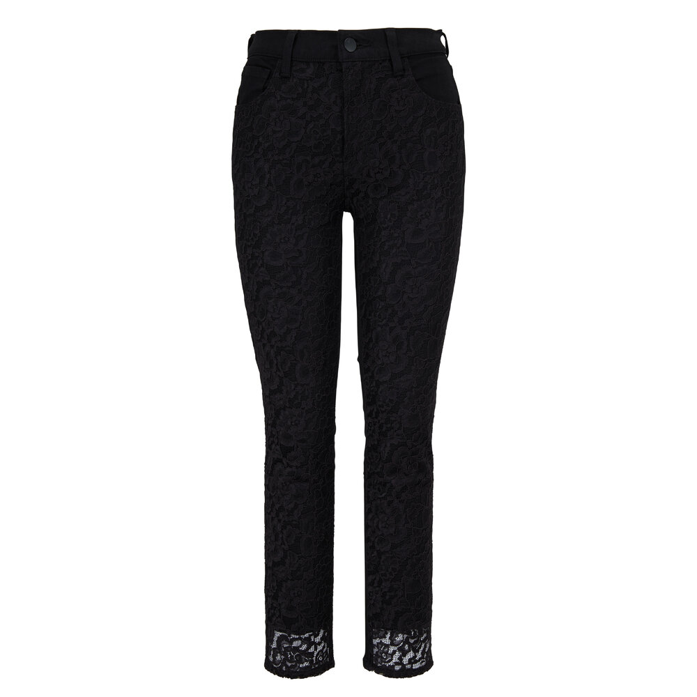 J Brand - Ruby Black Lace Front High-Rise Crop Jean