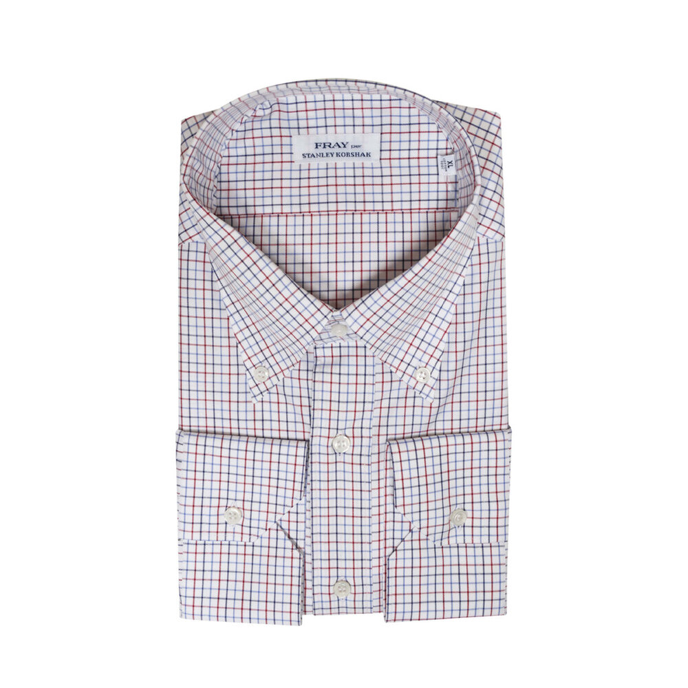 Fray - Blue and Red Cotton Windowpane Sportshirt