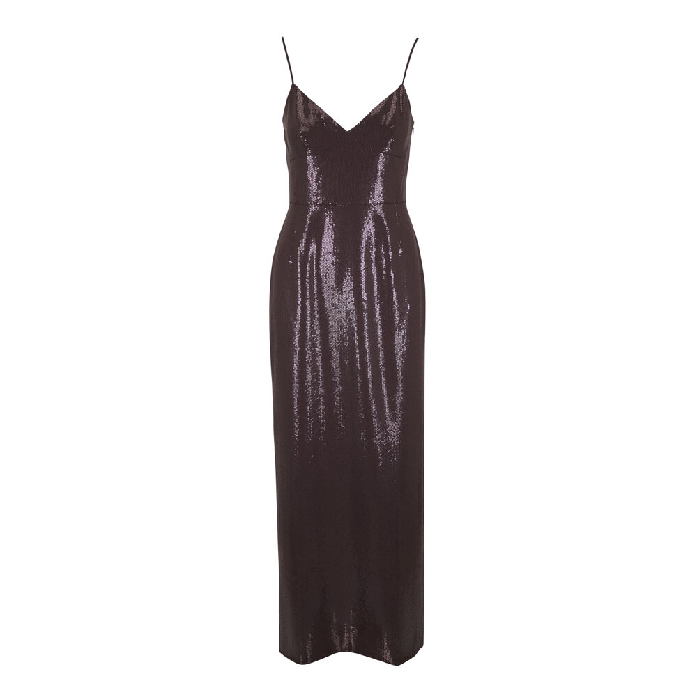 Michael Kors Collection - Sweetheart Chocolate Brown Sequin Slip Gown