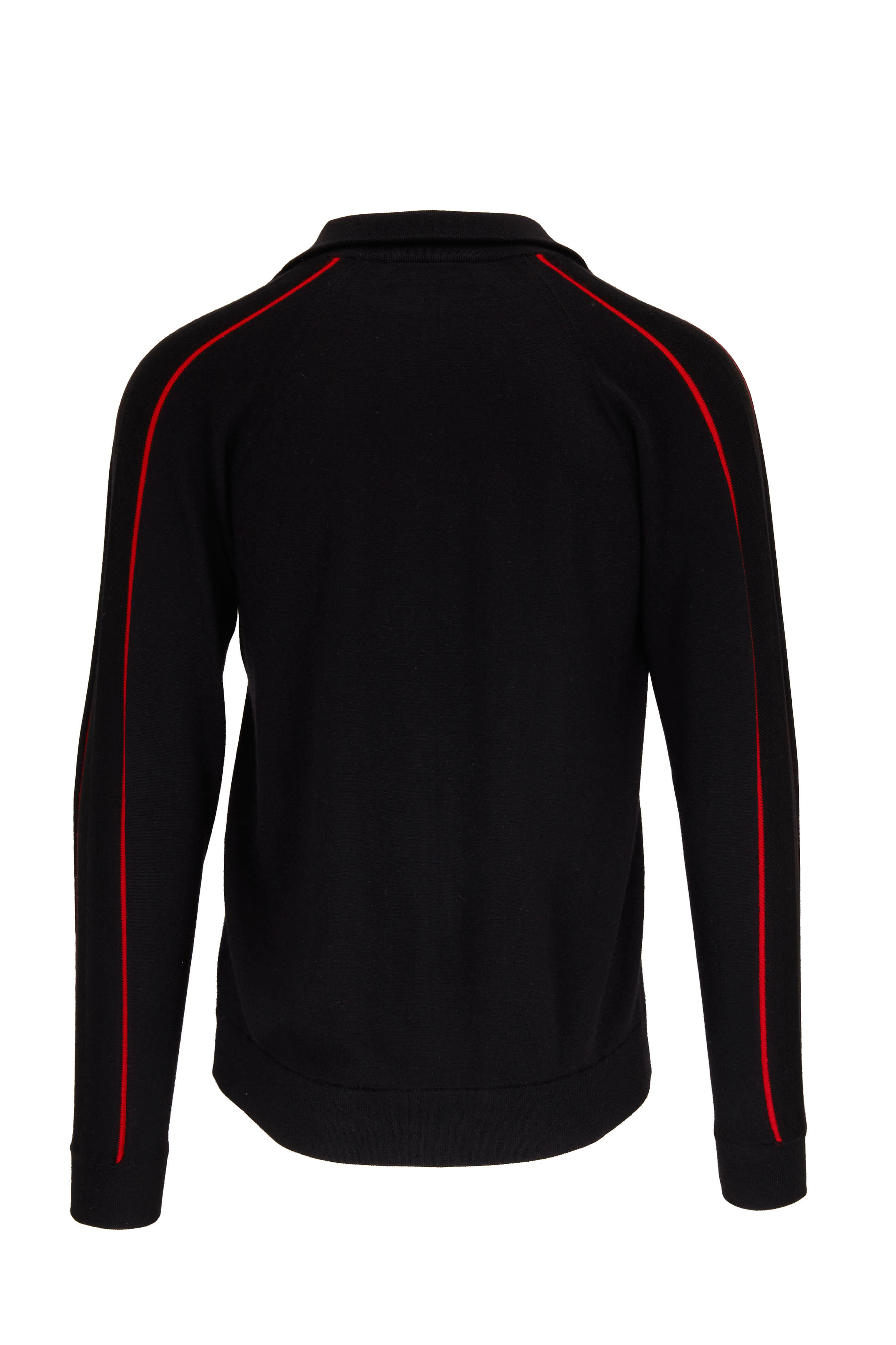 Kiton - Black & Red Striped Cashmere & Silk Sweater