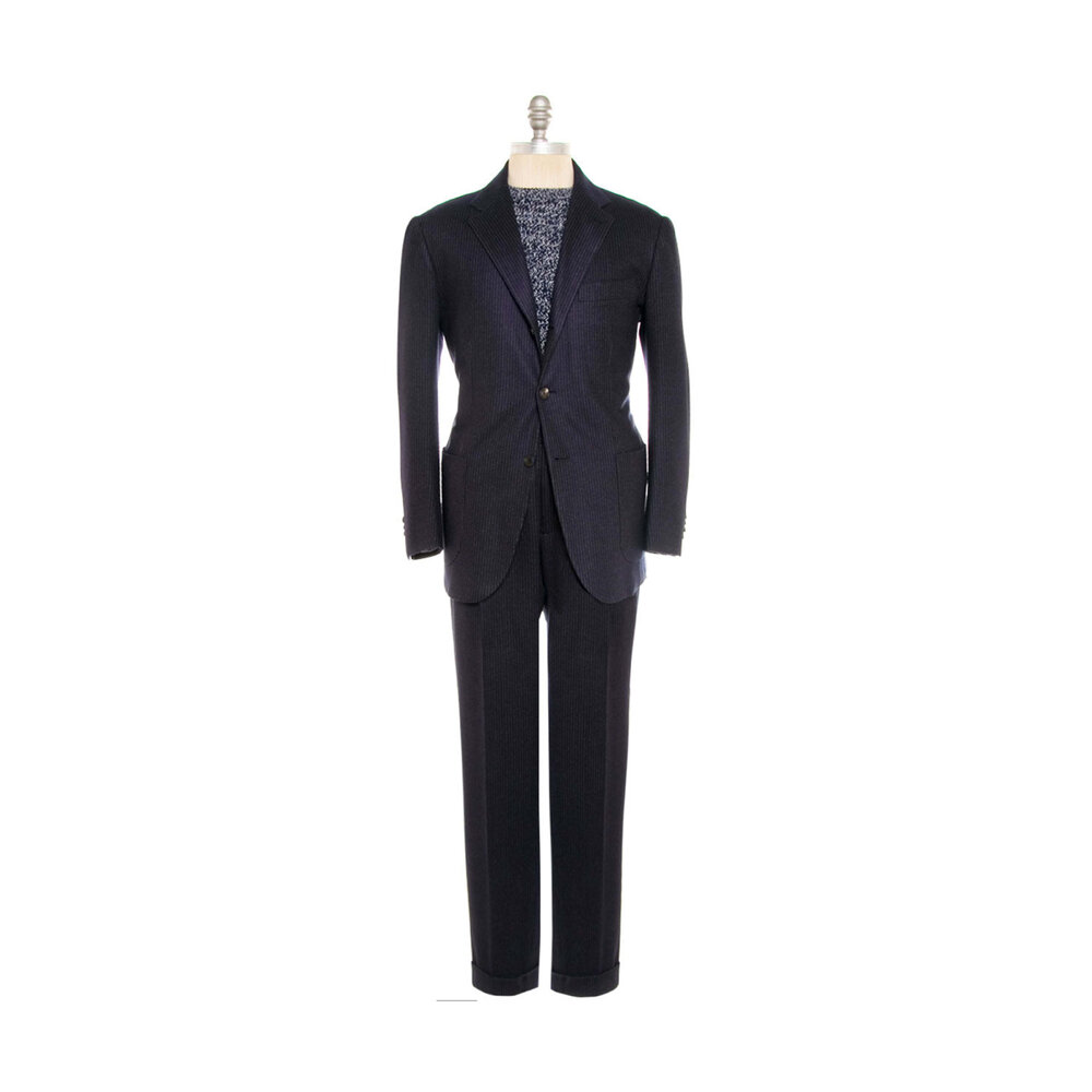 KNT - Navy Jersey Chalk Stripe Suit | Mitchell Stores