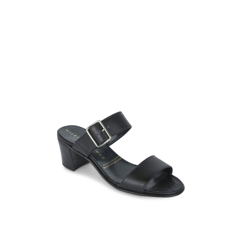 Gravati - Black Leather Two-Band Slide, 50mm | Mitchell Stores