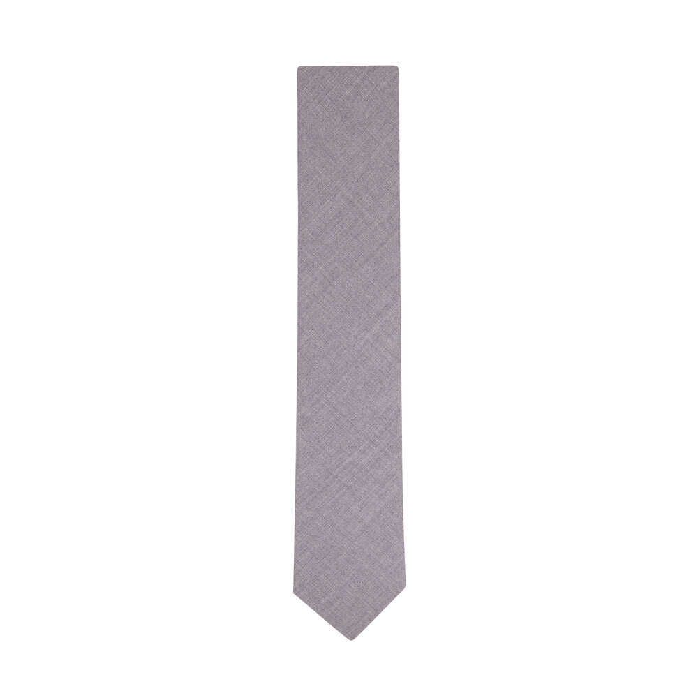 Dion - Solid Light Gray Wool Necktie | Mitchell Stores