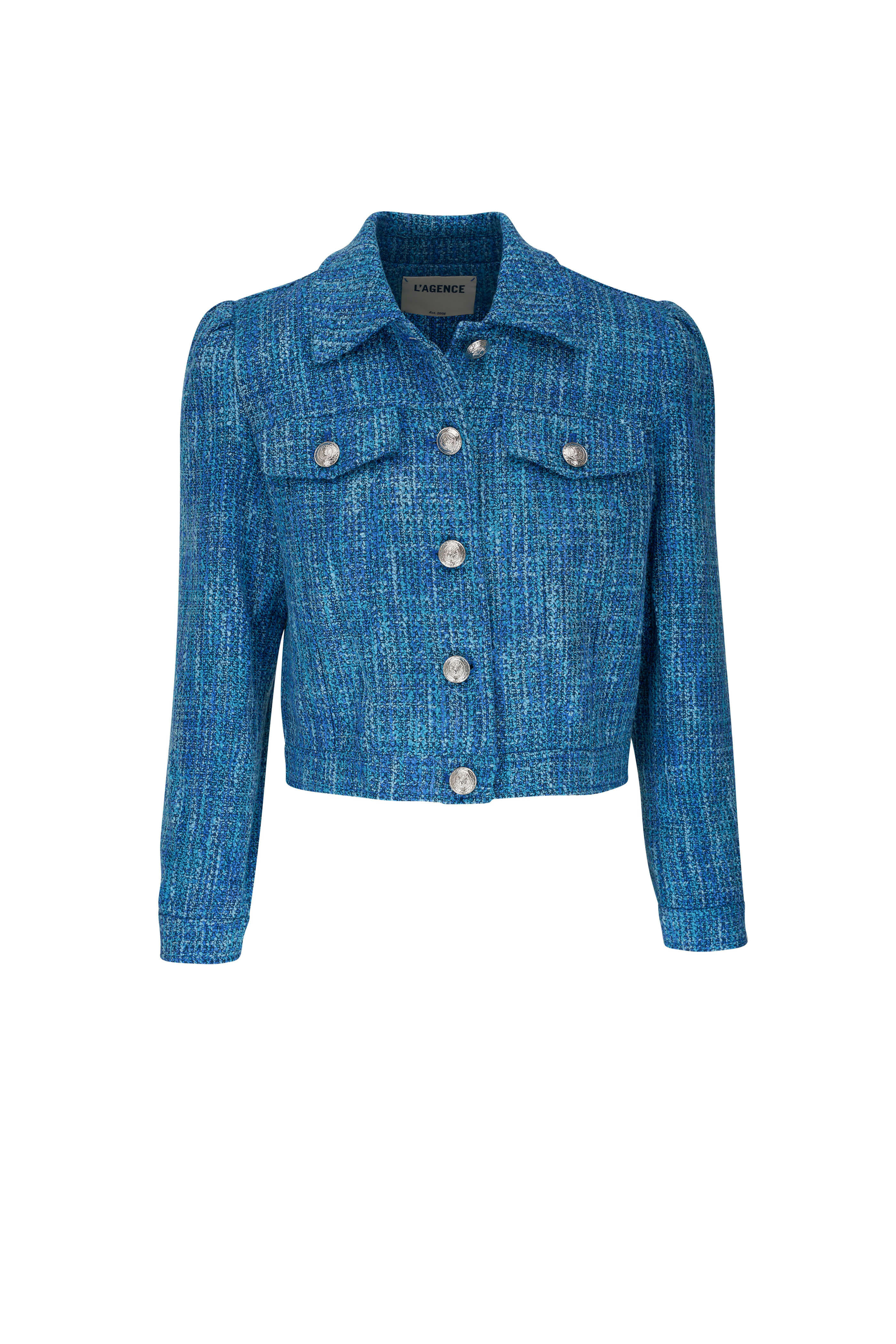 L'Agence - Kasey Caribbean Blue Multi Tweed Jacket