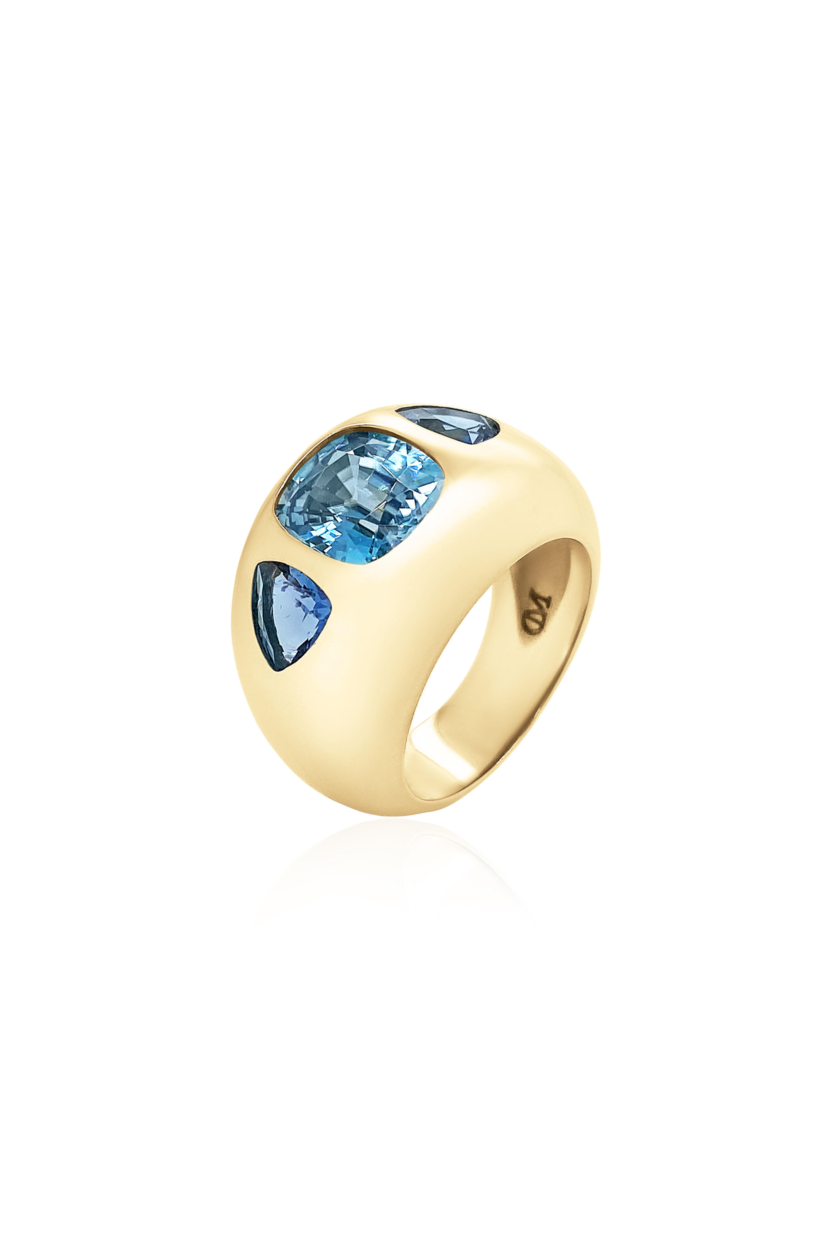 Claudia Mae - Cushion Cut Aquamarine & Zircon Chunky Nomad Ring