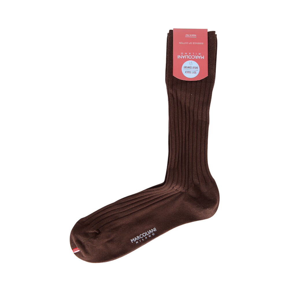 Marcoliani - Dark Brown Ribbed Socks | Mitchell Stores