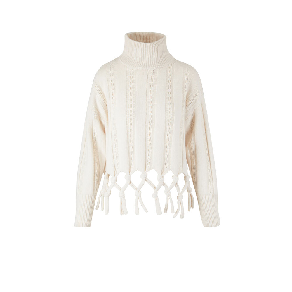 Simkhai - Josephine White Tassel Hem Sweater | Mitchell Stores