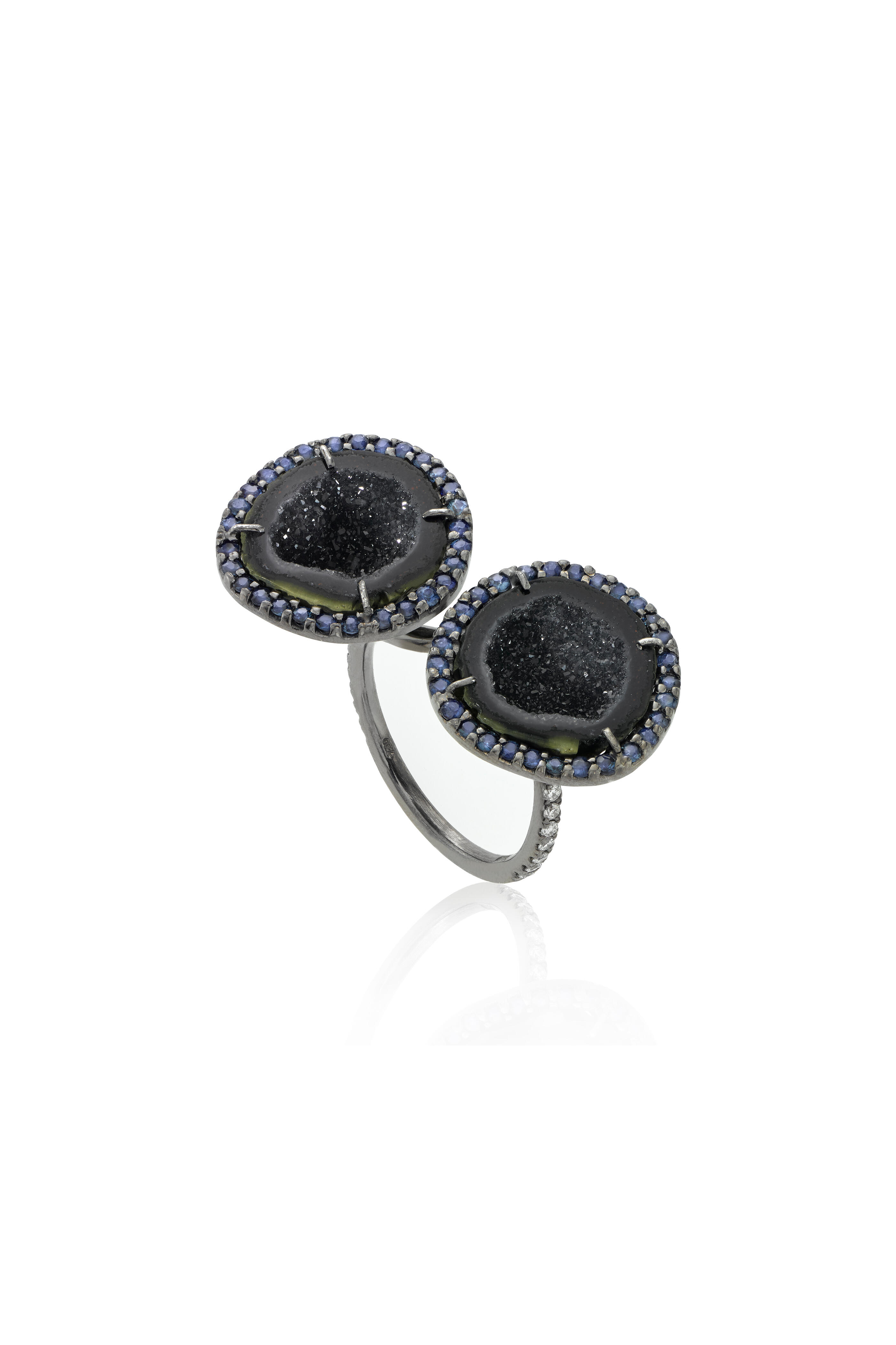 Kimberly McDonald - Double Dark Geode, Sapphire & Diamond Ring