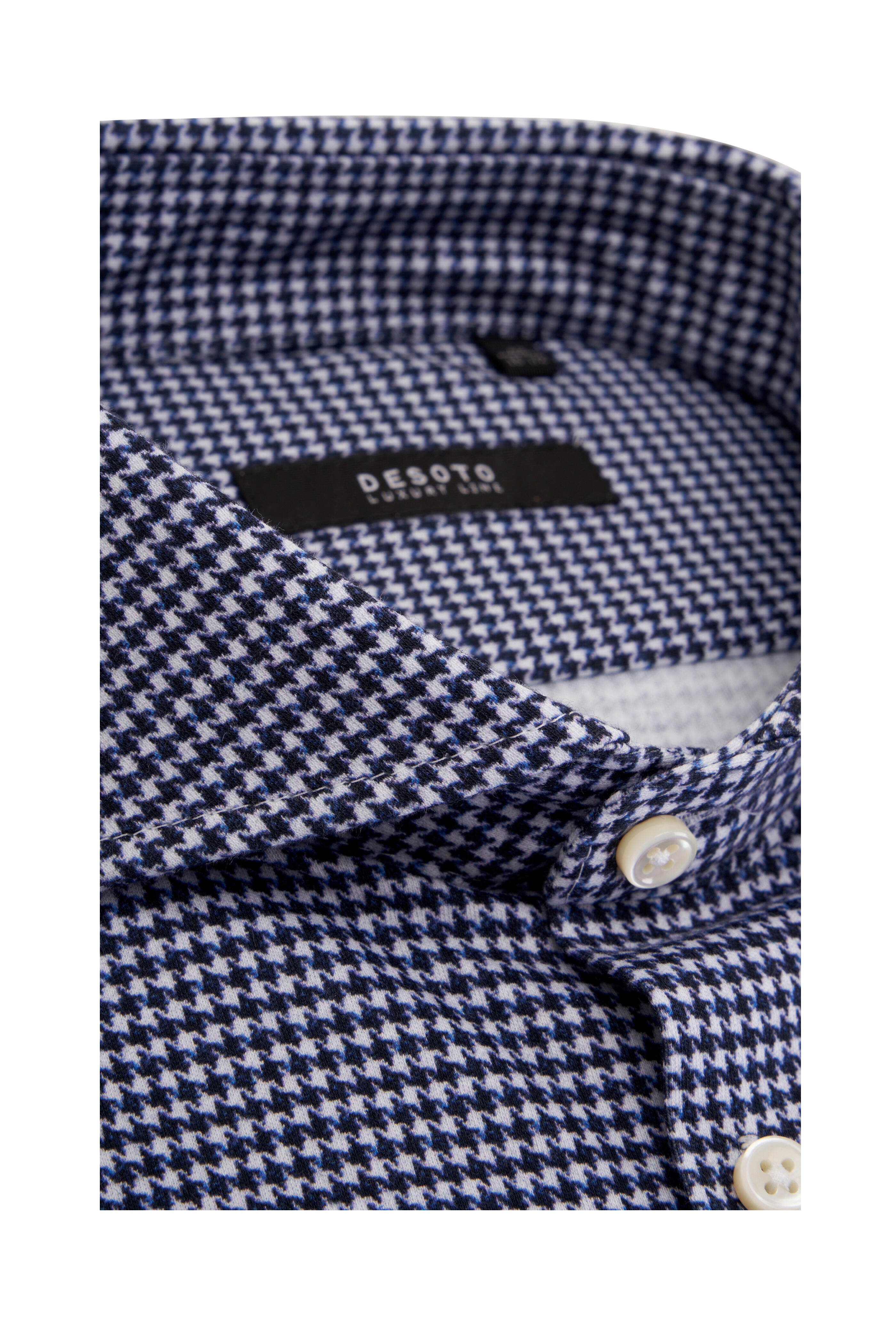 Desoto - Navy Tonal Houndstooth Jersey Button Down