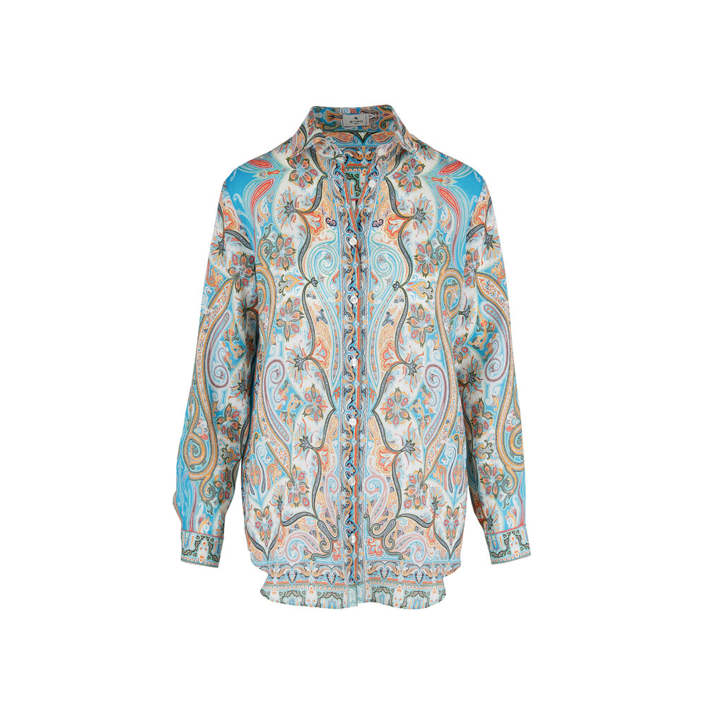 Etro - Blue Paisley Button Down Tunic | Mitchell Stores
