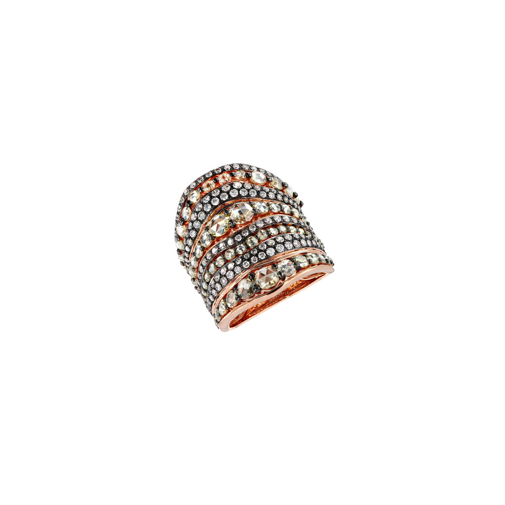 Etho Maria - Rose Gold White & Brown Diamond Ring