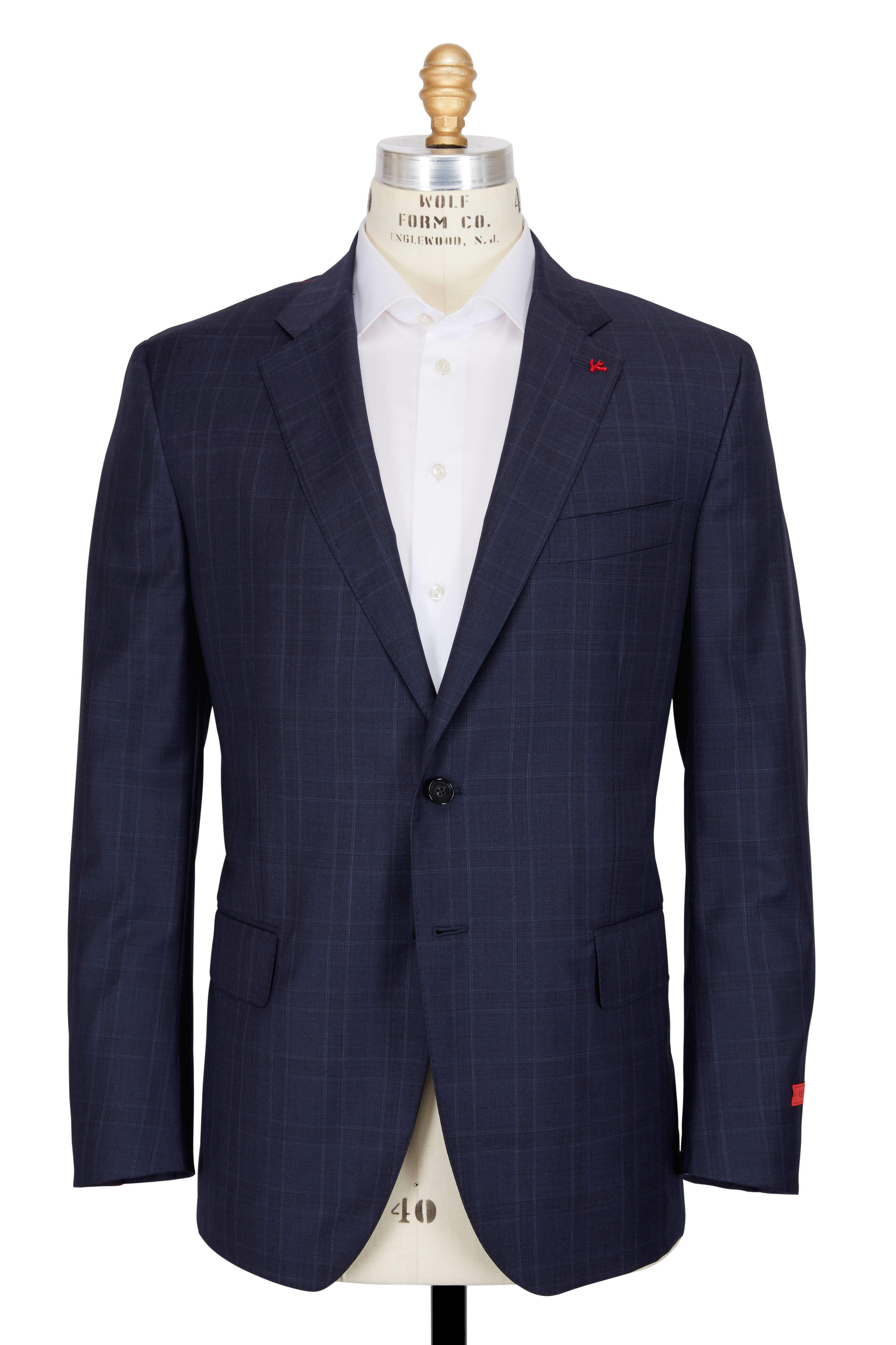 Isaia - Navy Wool Plaid Suit | Mitchell Stores
