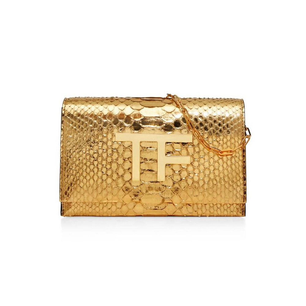 Tom Ford - Laminated Python Disco Bag in Gold | Mitchell Stores