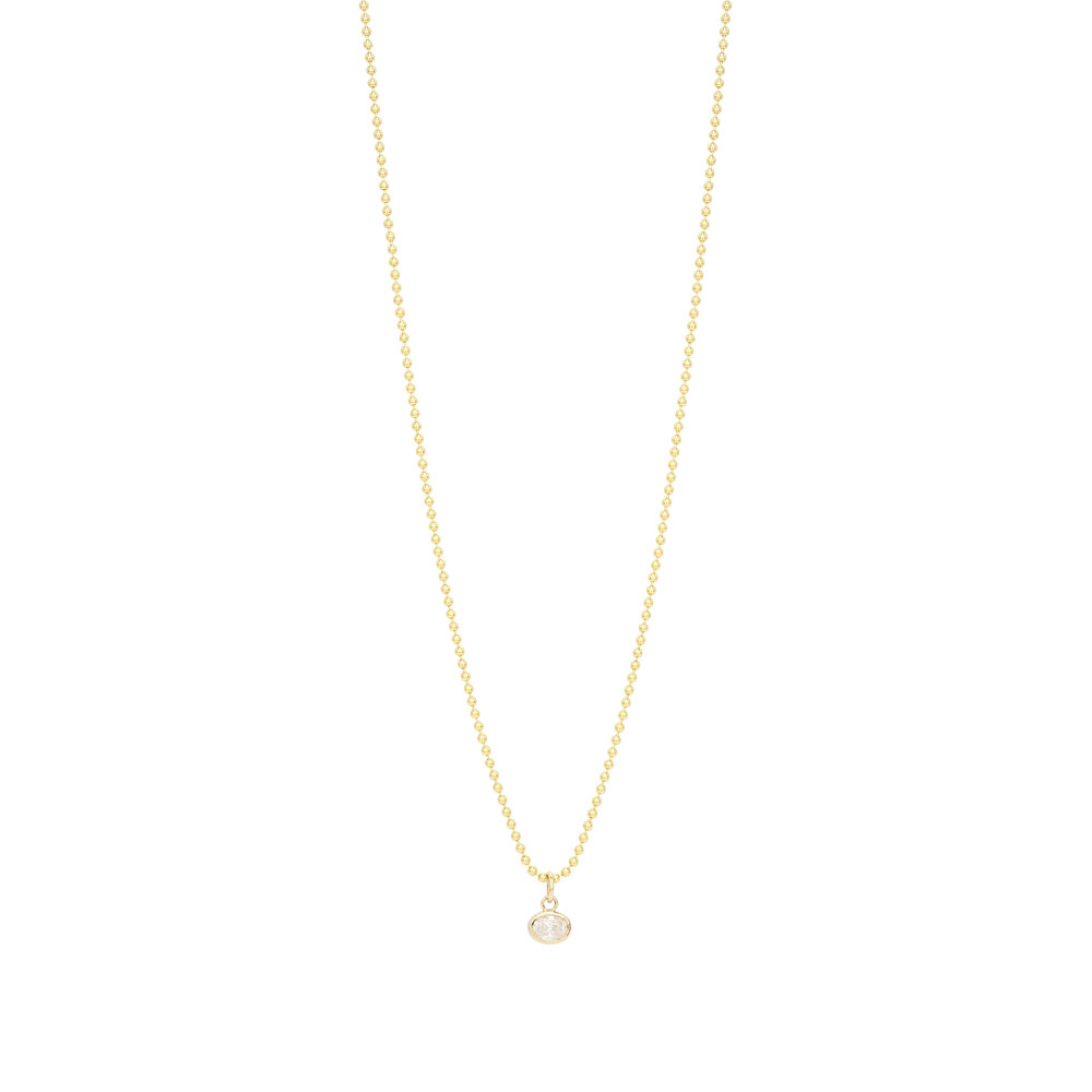 Genevieve Lau - 14k Yellow Gold Oval Diamond Ball Chain Necklace