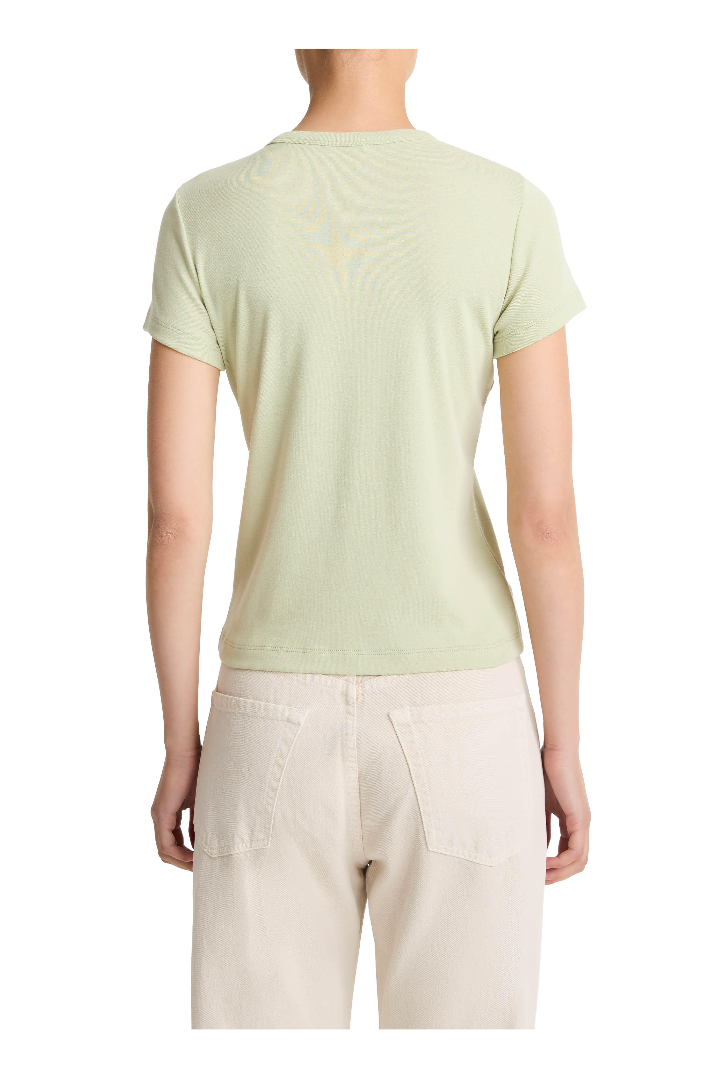Vince - 90's Shrunken Pale Fern Stretch Cotton T-Shirt