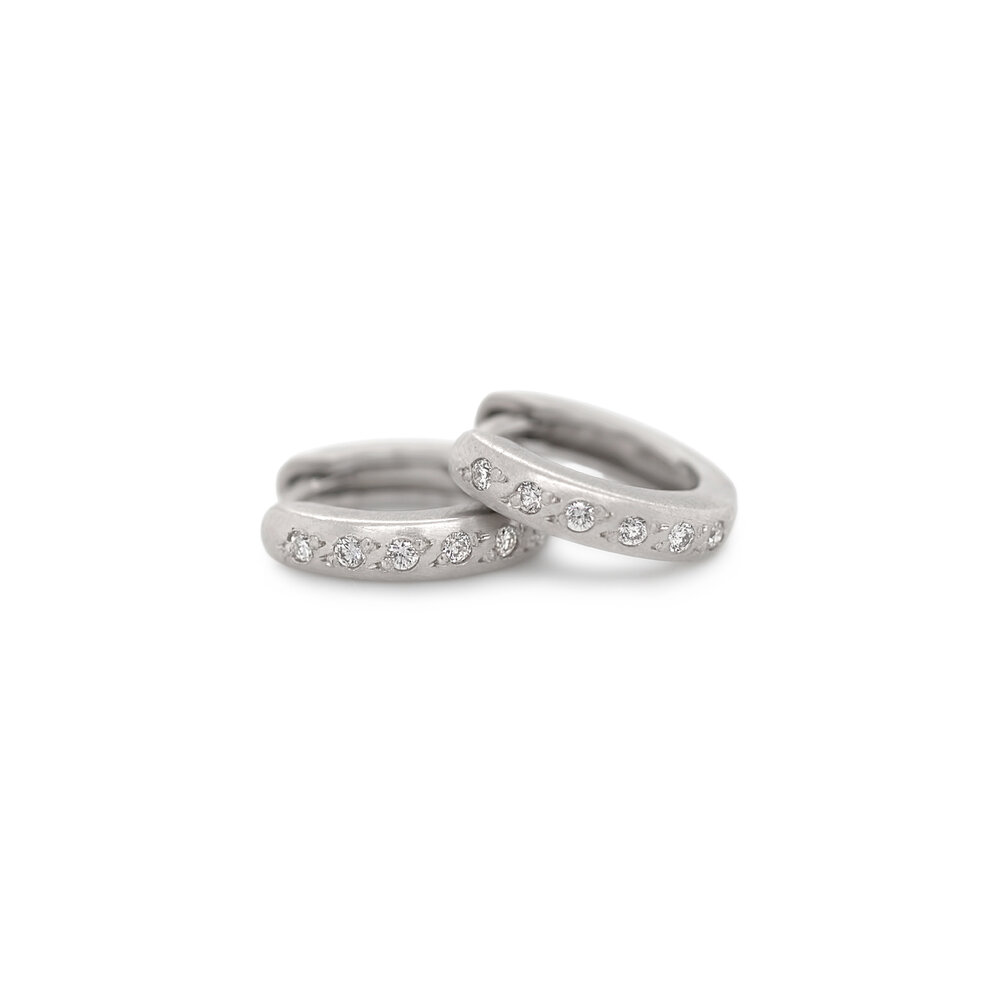 Kali Zoe - 14k White Gold Medium Diamond Huggies