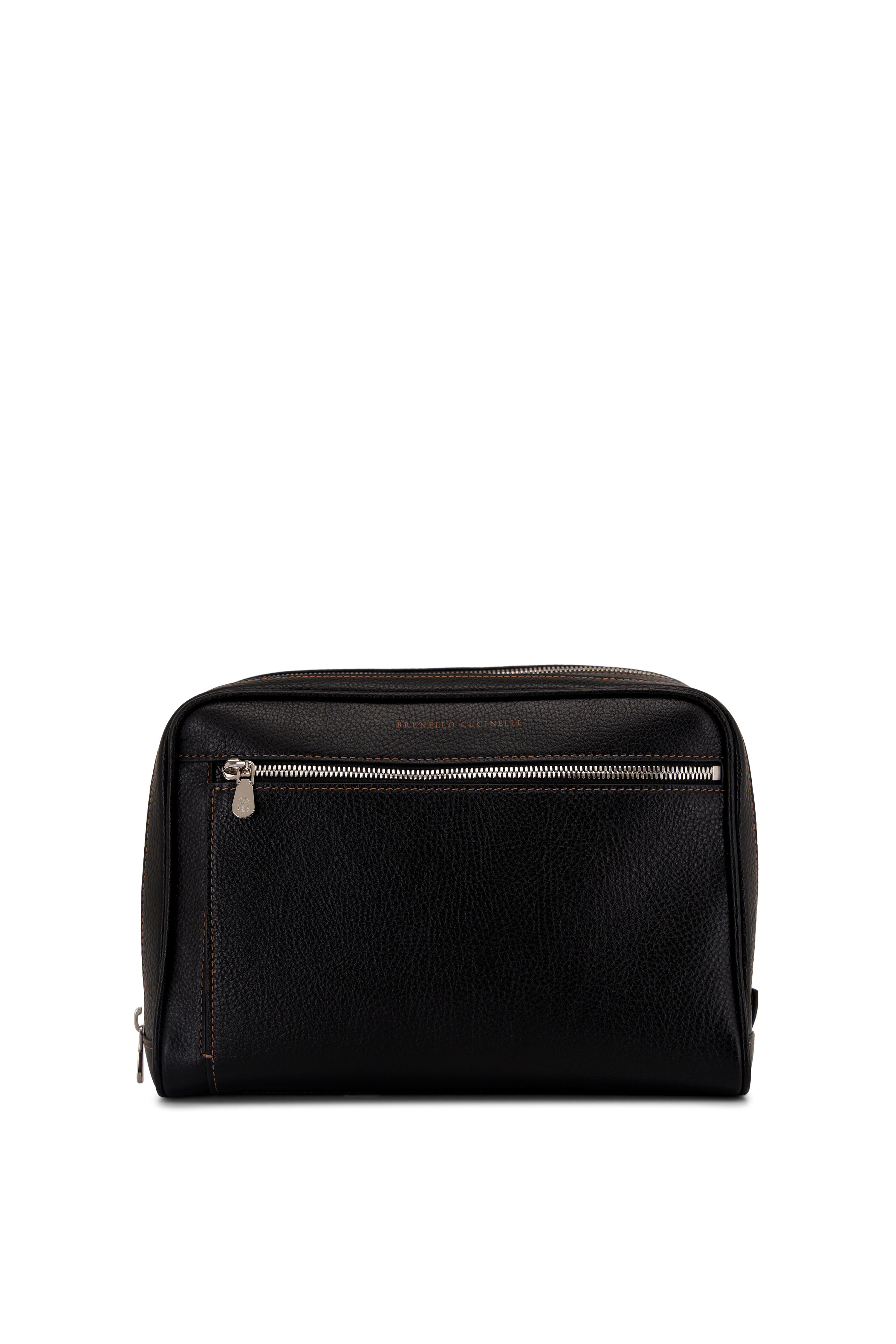Brunello Cucinelli - Black Leather Double Zip Dopp Kit