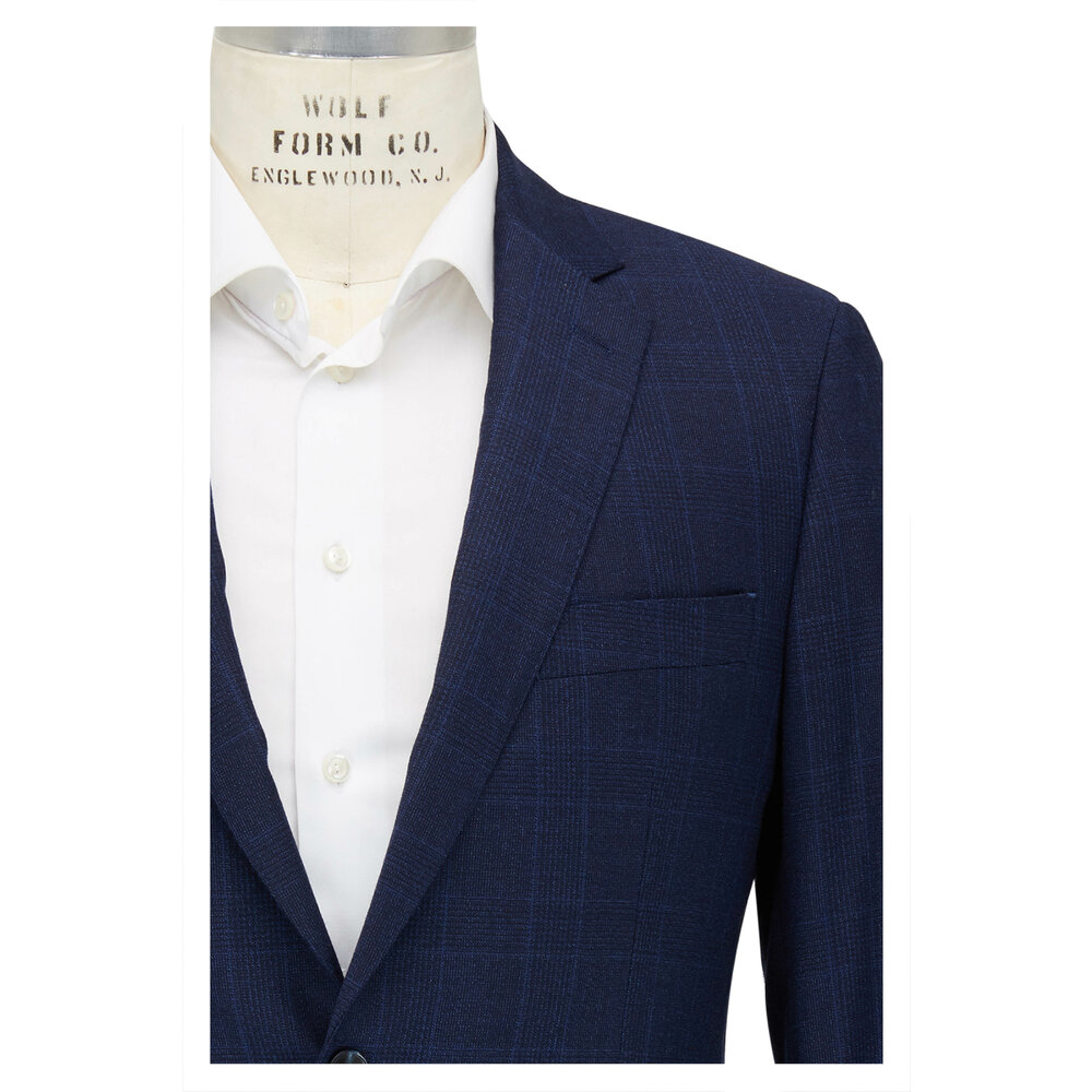 Atelier Munro - Navy Blue Tonal Plaid Wool Suit | Mitchell Stores