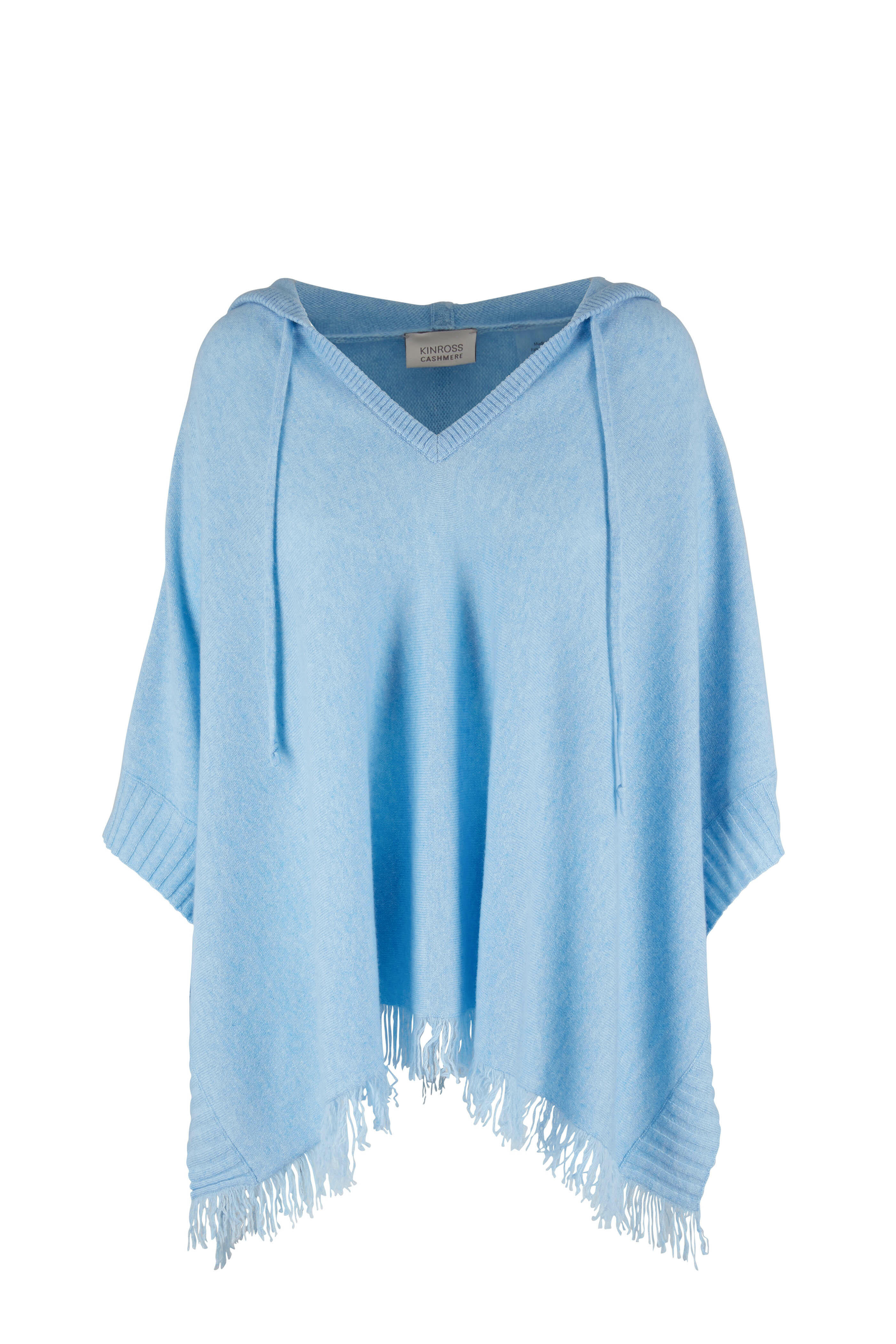 Kinross - Reef Cashmere Hooded Fringe Poncho | Mitchell Stores