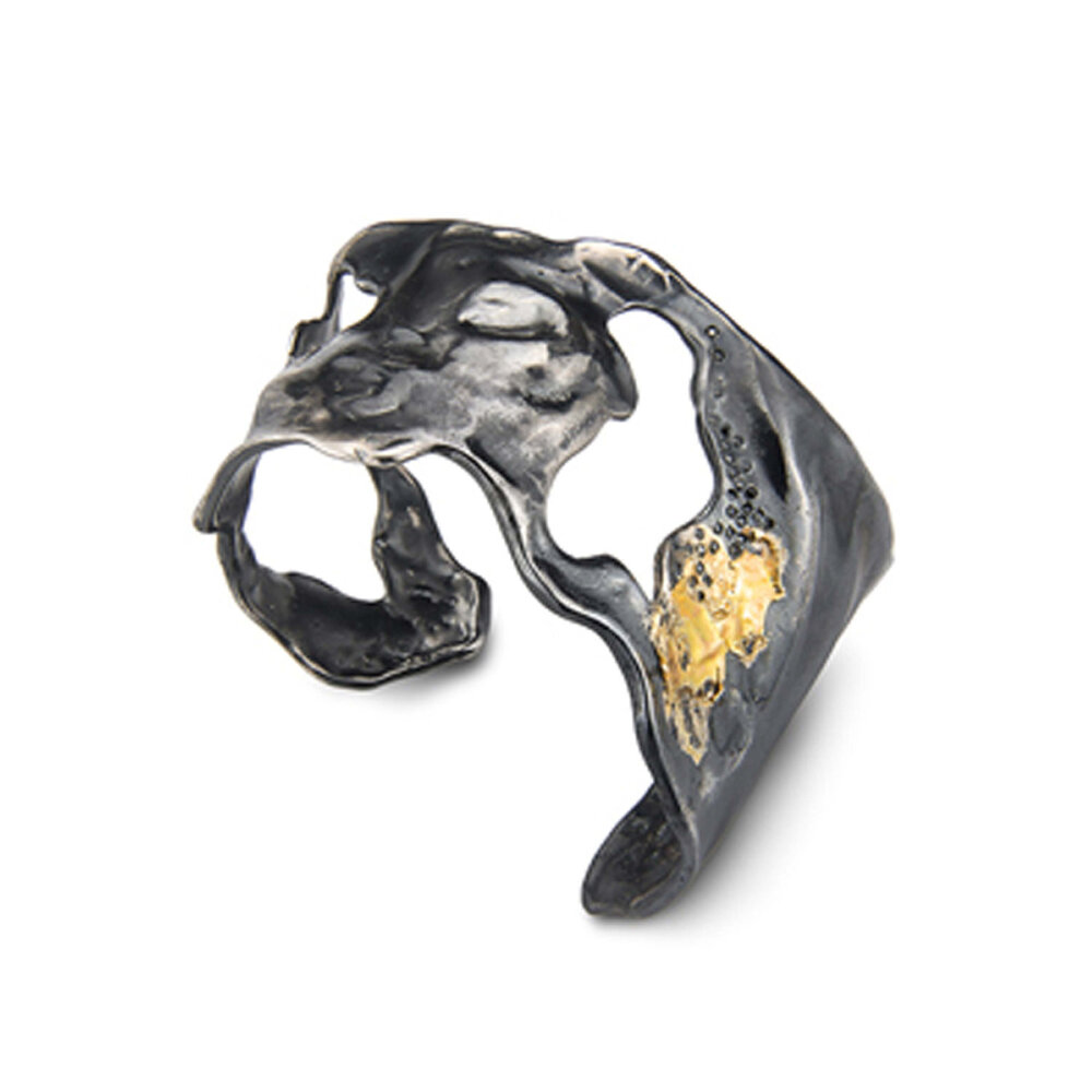 Kika Alvarenga - Gold and Silver Black Diamond Envolto Bracelet