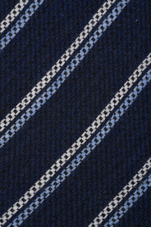 Zegna - Navy Striped Wool Necktie | Mitchell Stores
