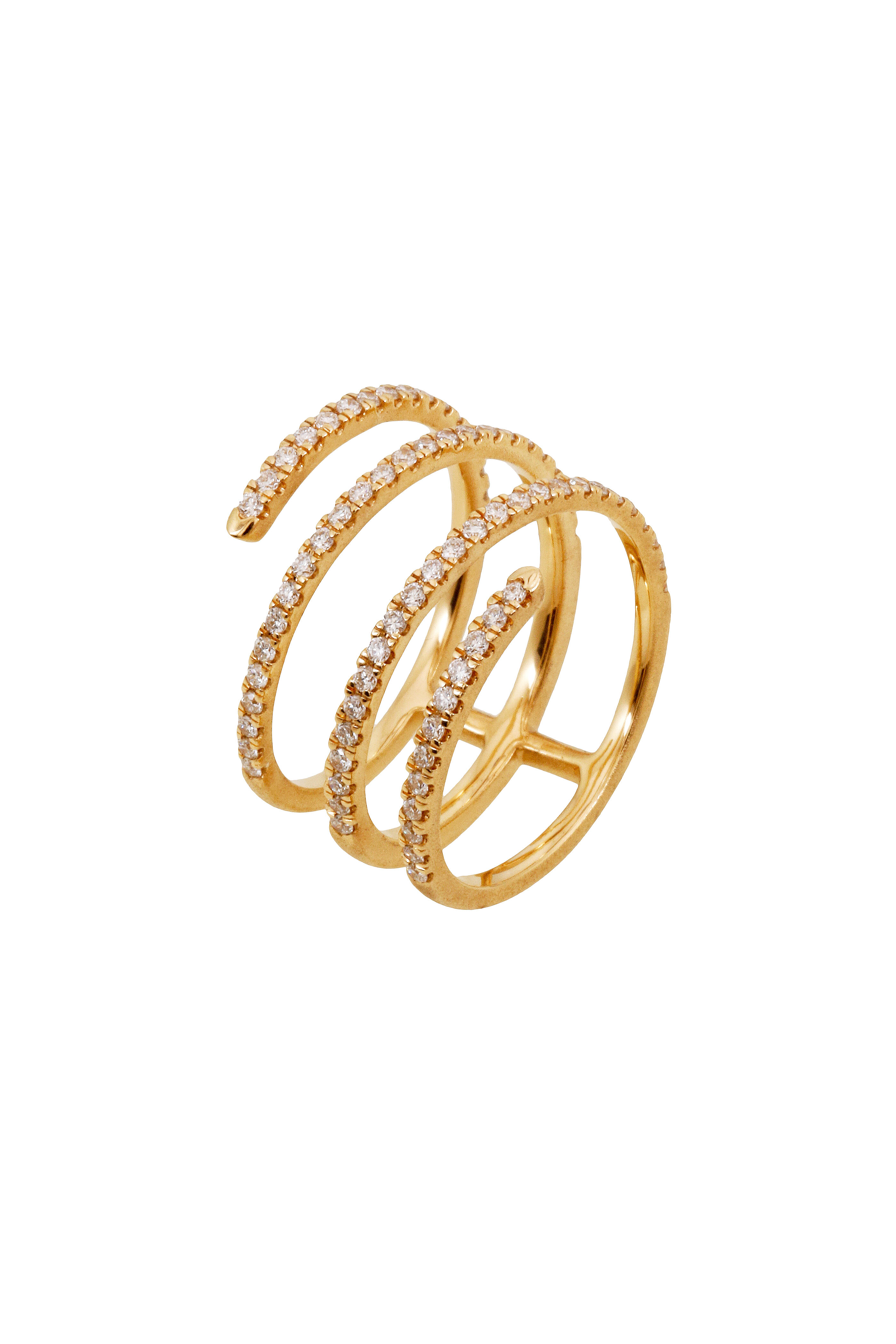 Sandy Leong - 18K Yellow Gold Diamond Harmonic Coil Ring