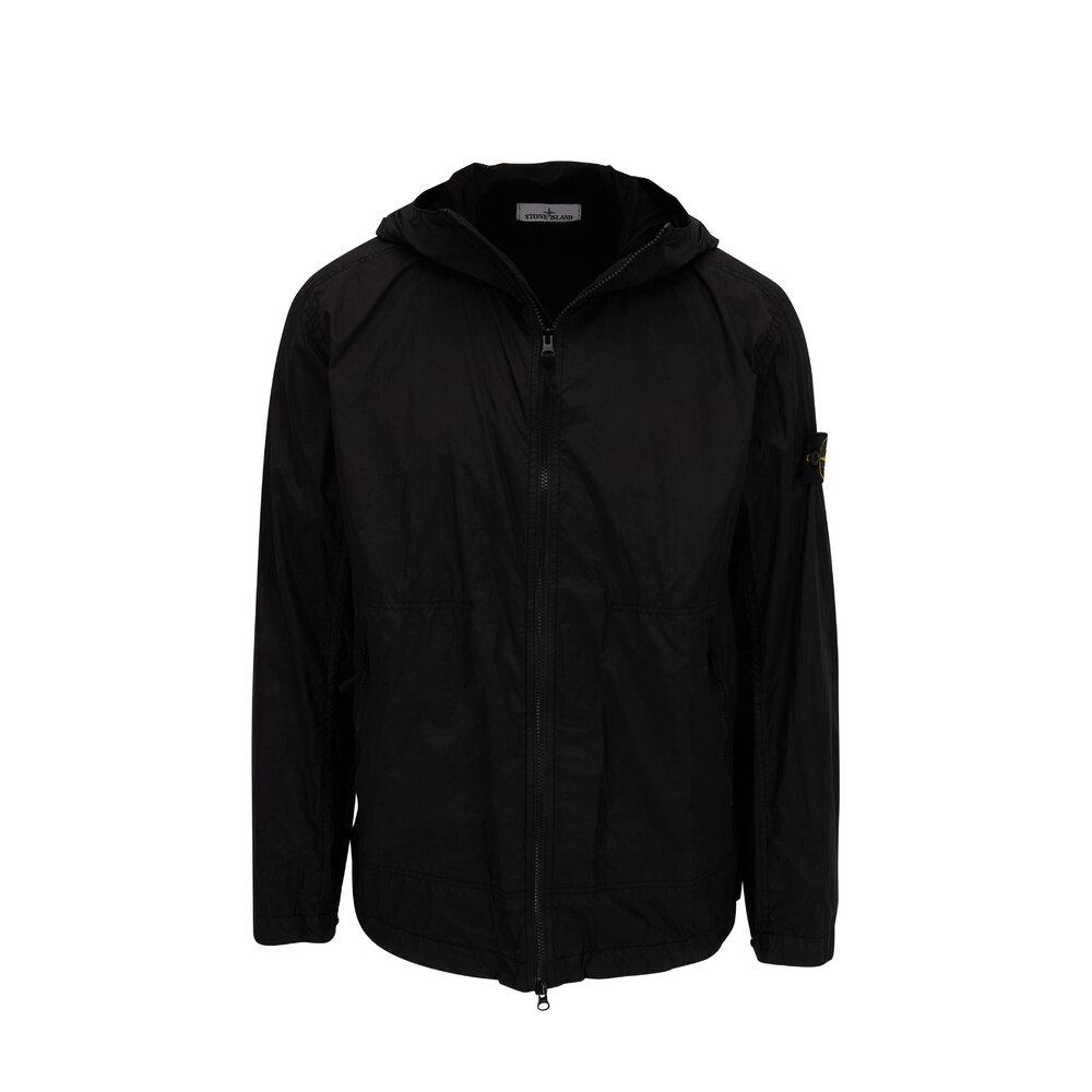 Stone Island - Black Crinkle Reps NY Windbreaker