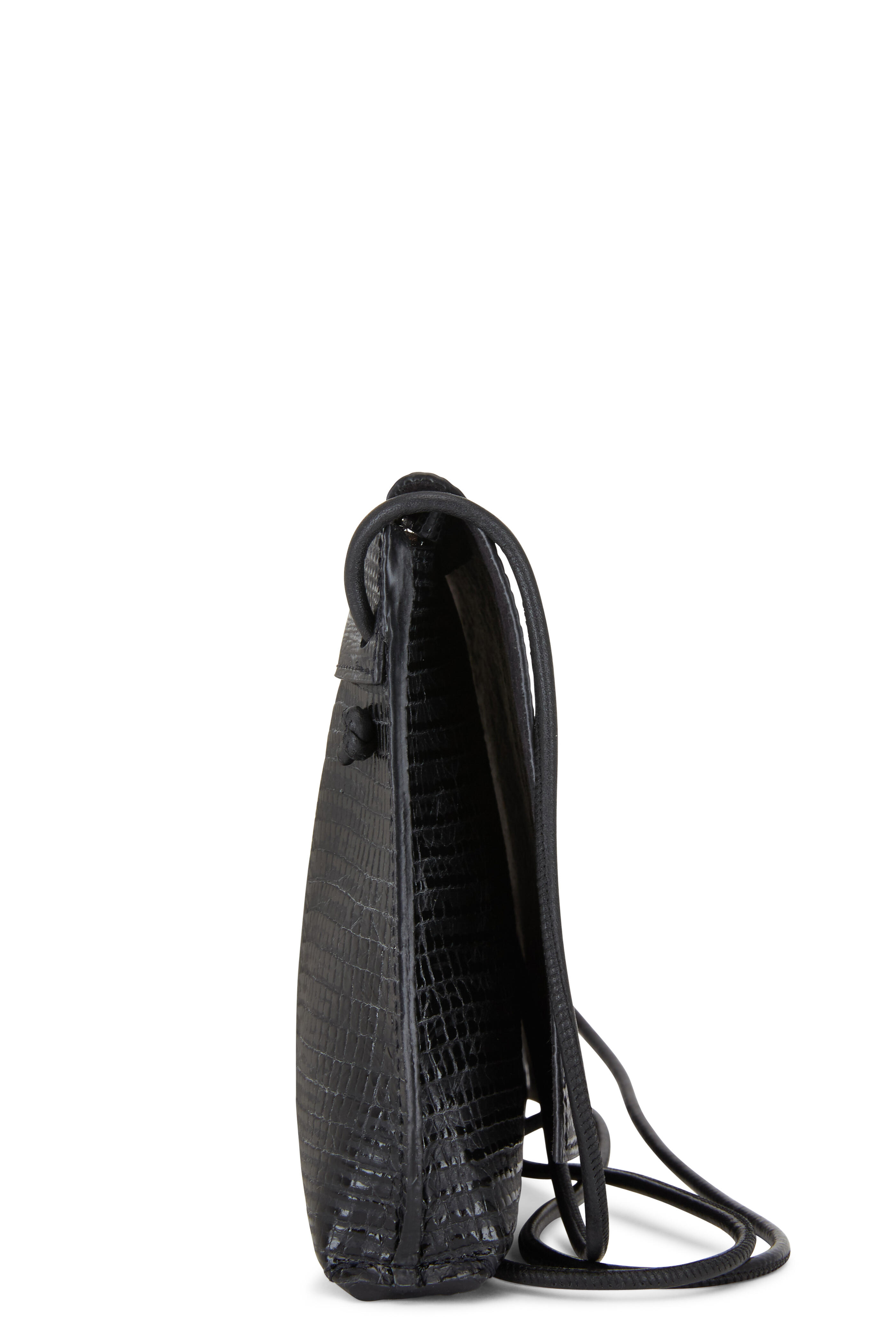 B May Bags - Black Lizard Print Leather Small Crossbody