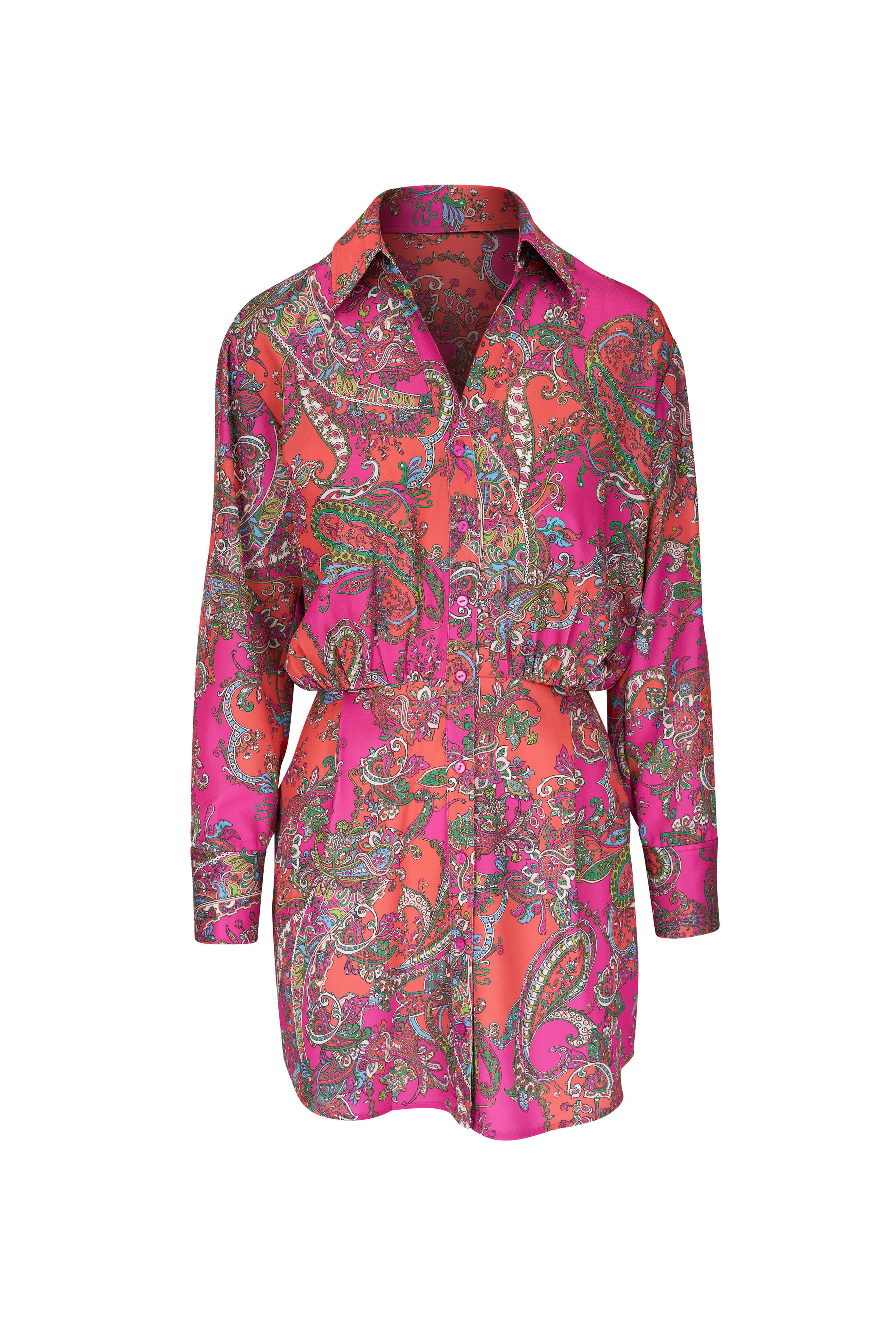 L'Agence - Demetria Rhodamine Multi Bright Pop Paisley Dress