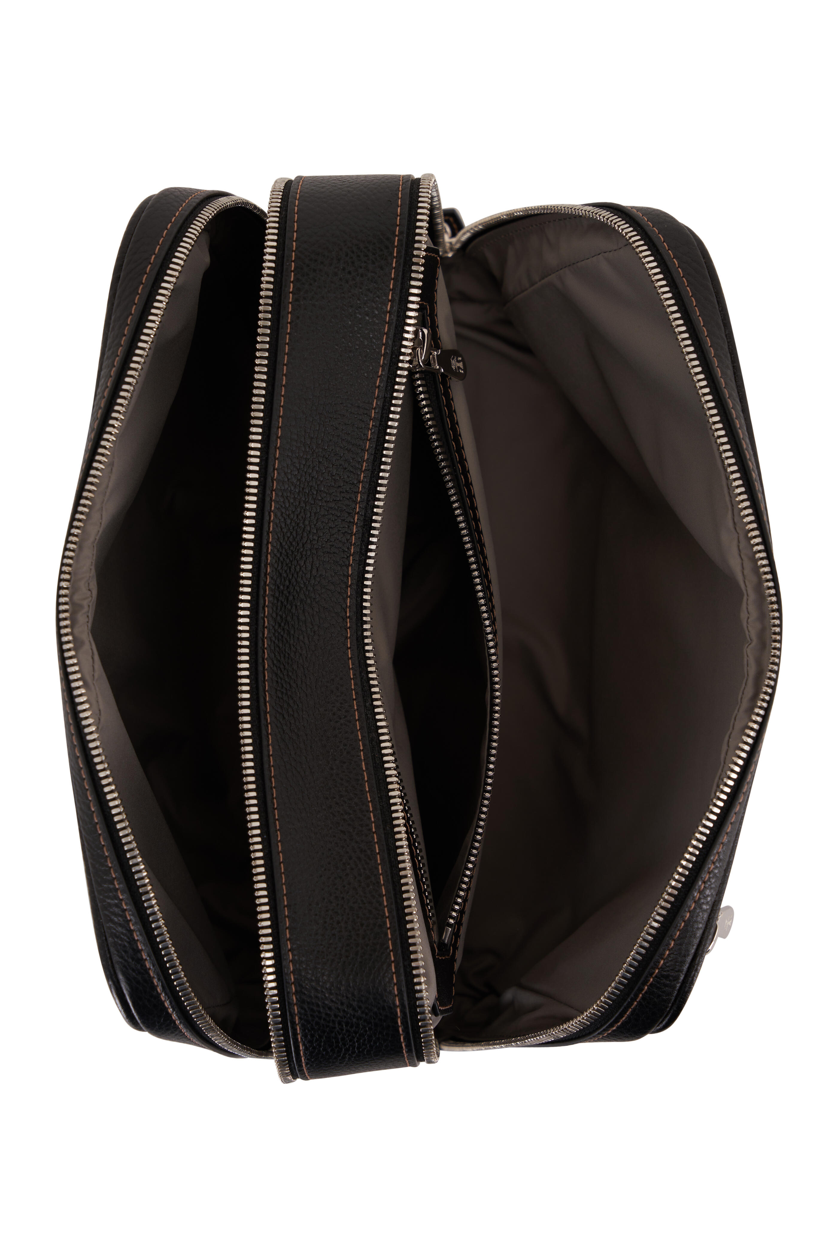 Brunello Cucinelli - Black Leather Double Zip Dopp Kit