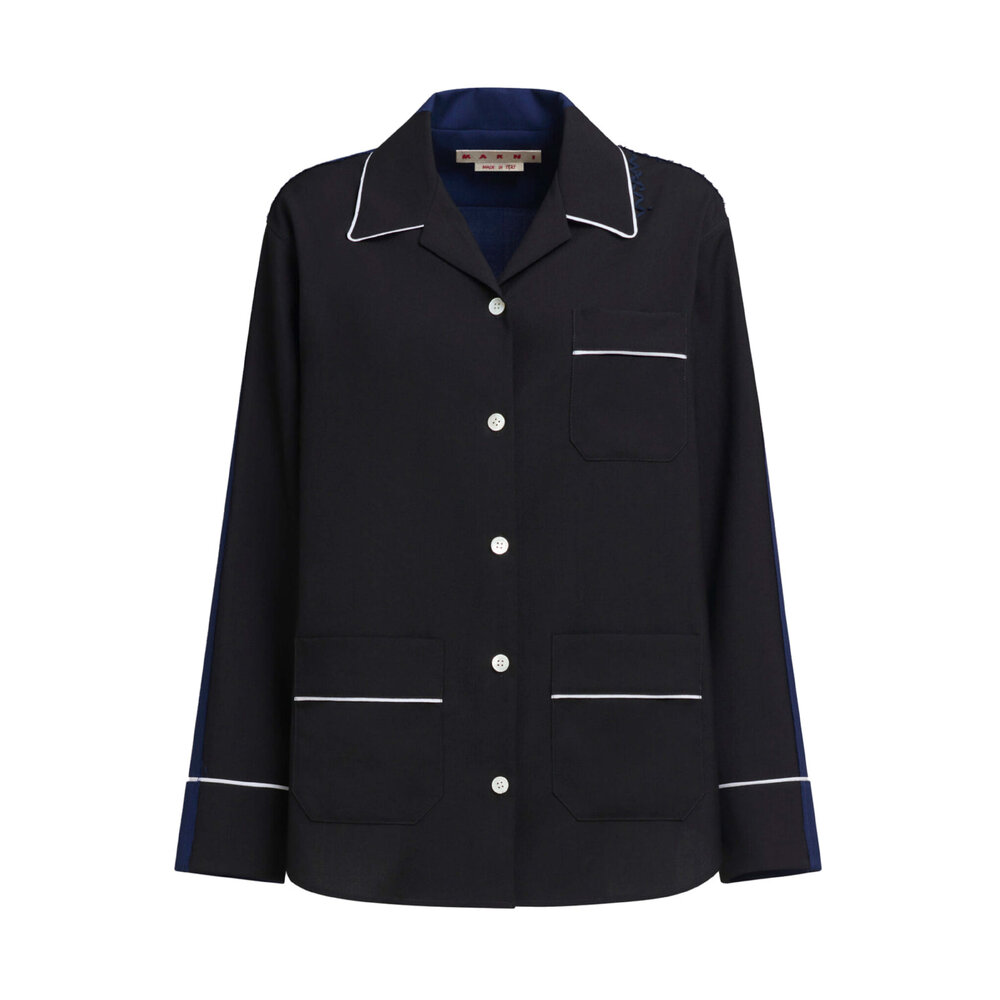 Marni - Black and Navy Two Tone Button Up Shirt | Mitchell Stores