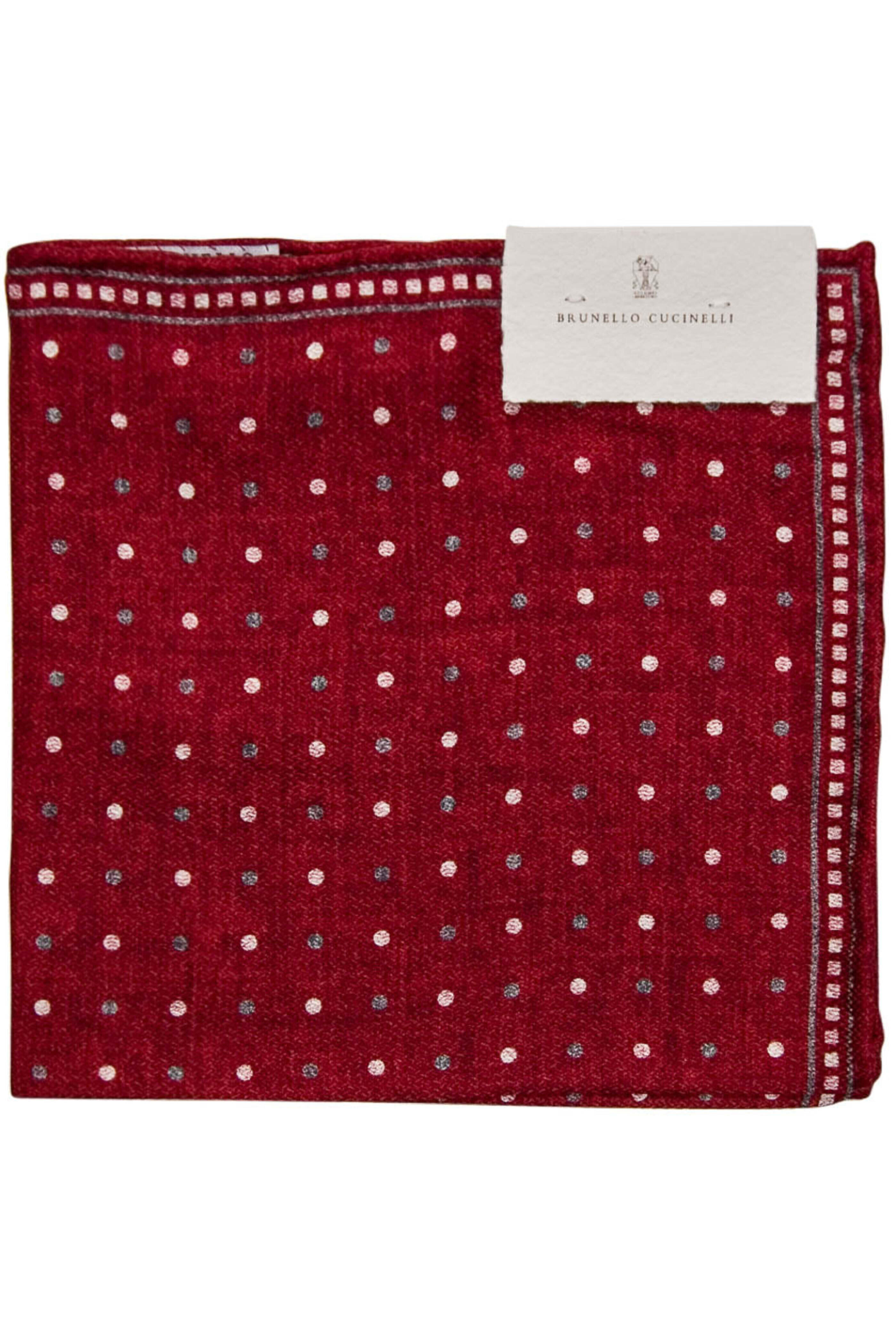 Brunello Cucinelli - Red with White and Slate Blue Dotted Pocket Square