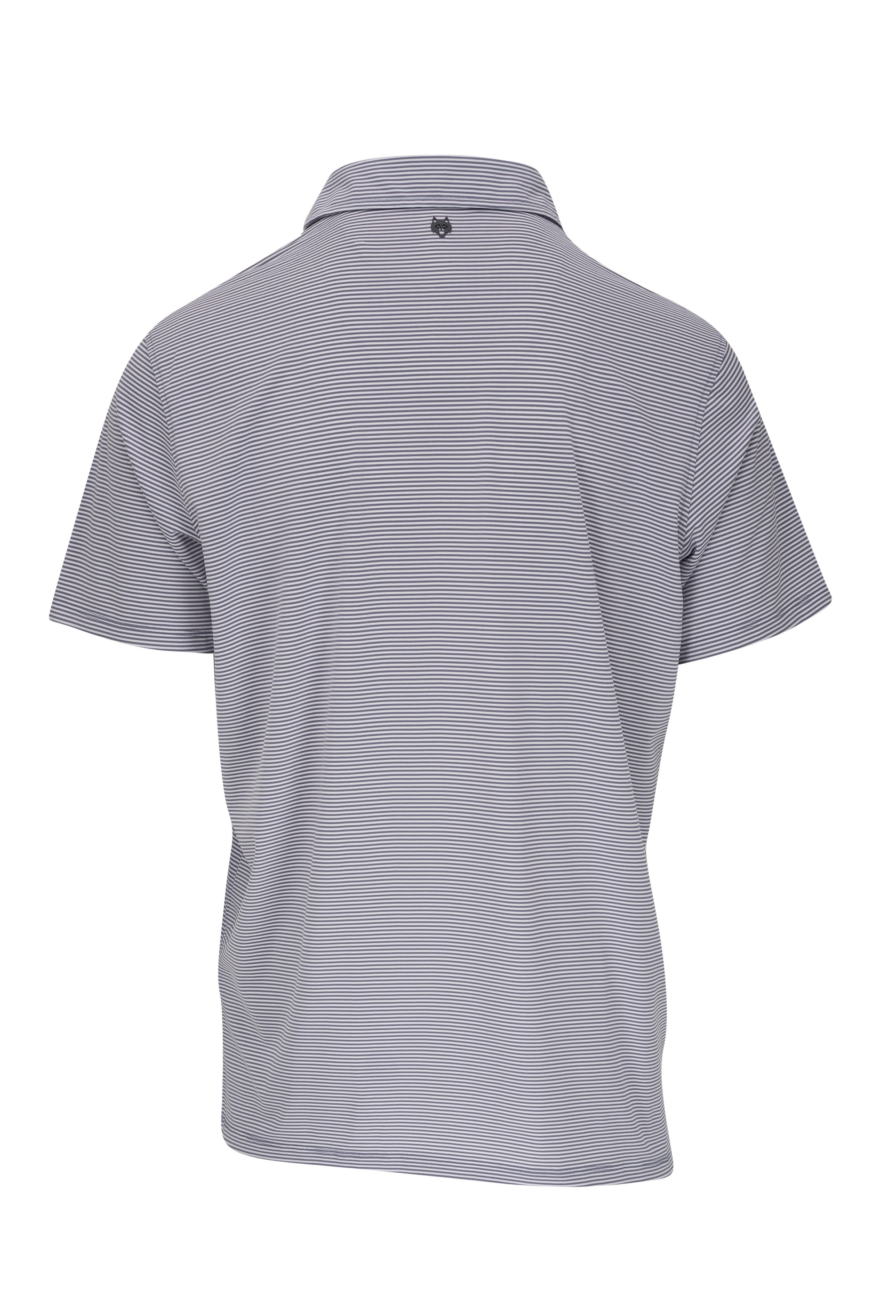 Greyson - Saranac Shadow Blue Striped Polo | Mitchell Stores