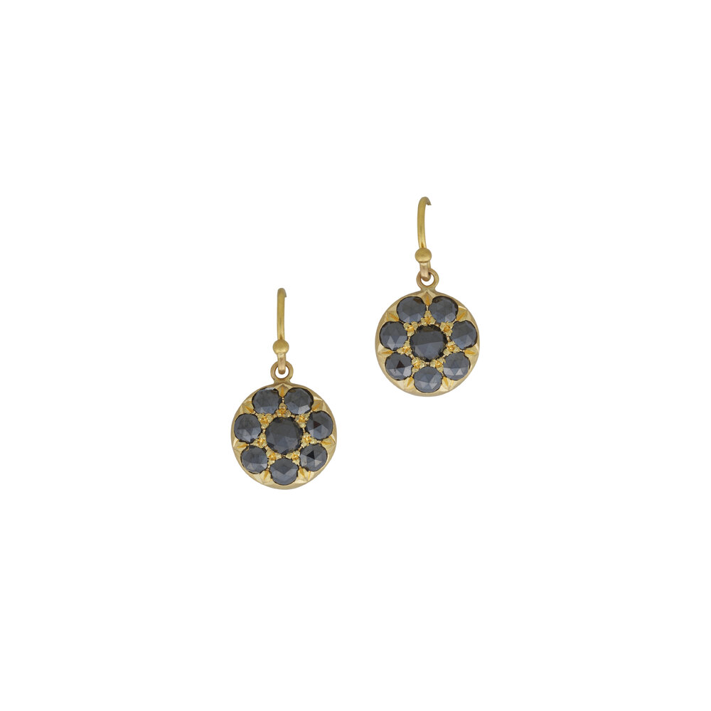 Caroline Ellen - Pave Black Diamond Lentil Dangles