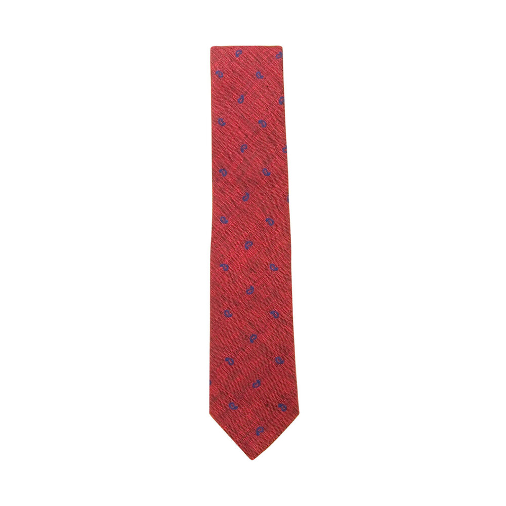 Geoff Nicholson - Red and Blue Motif Linen Melange Tie