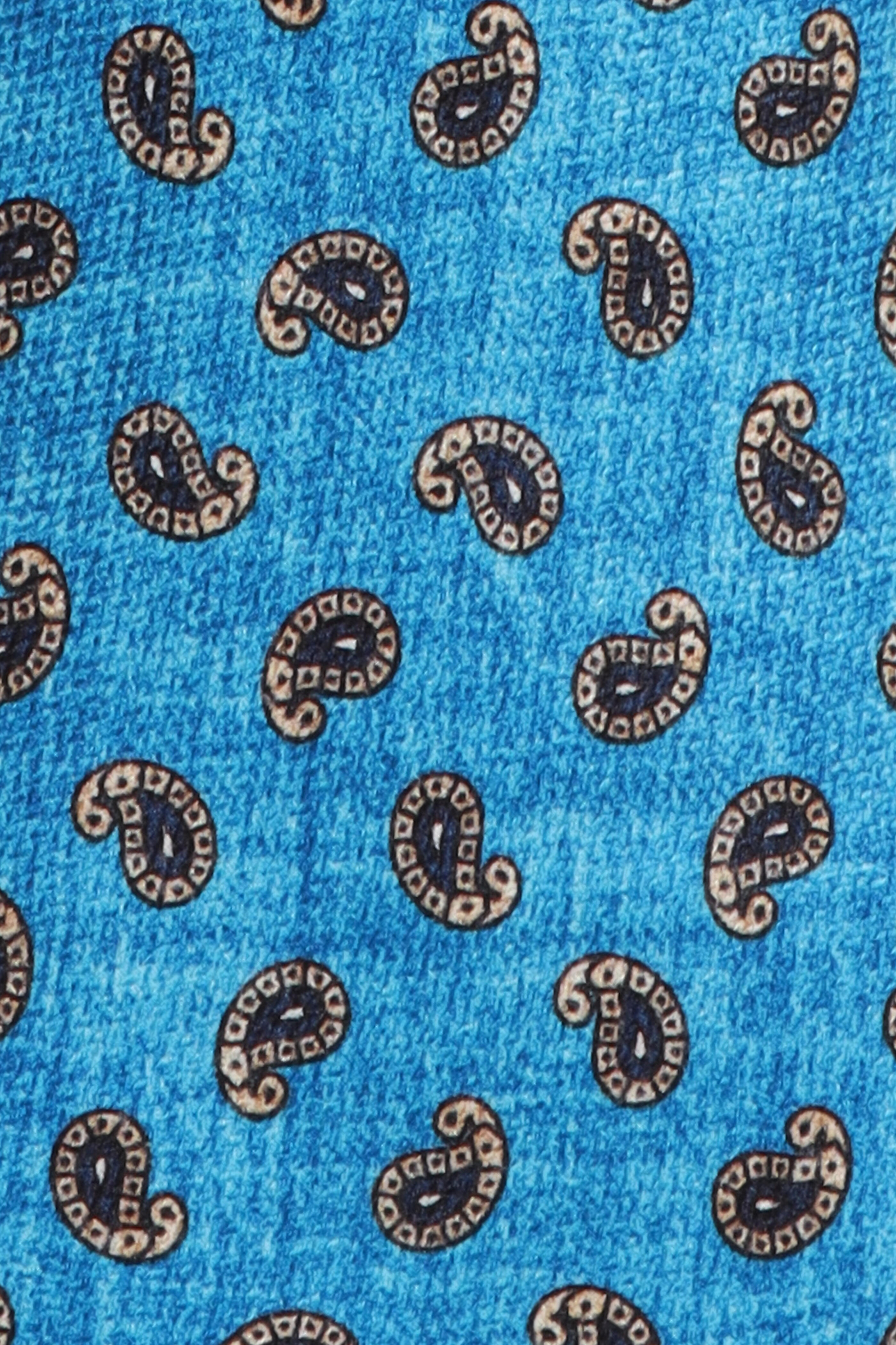 Kiton - Bright Blue & Navy Paisley Silk Necktie | Mitchell Stores