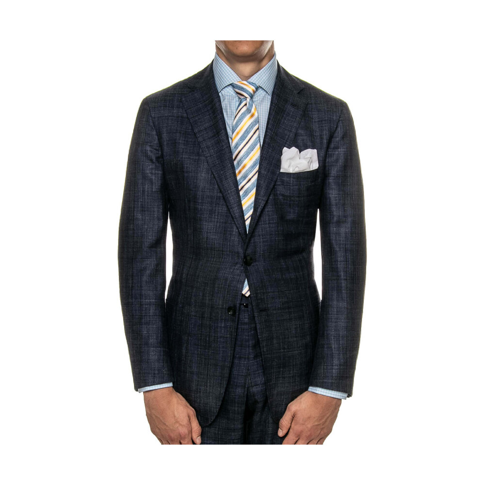 Kiton - Navy Overcheck Suit | Mitchell Stores