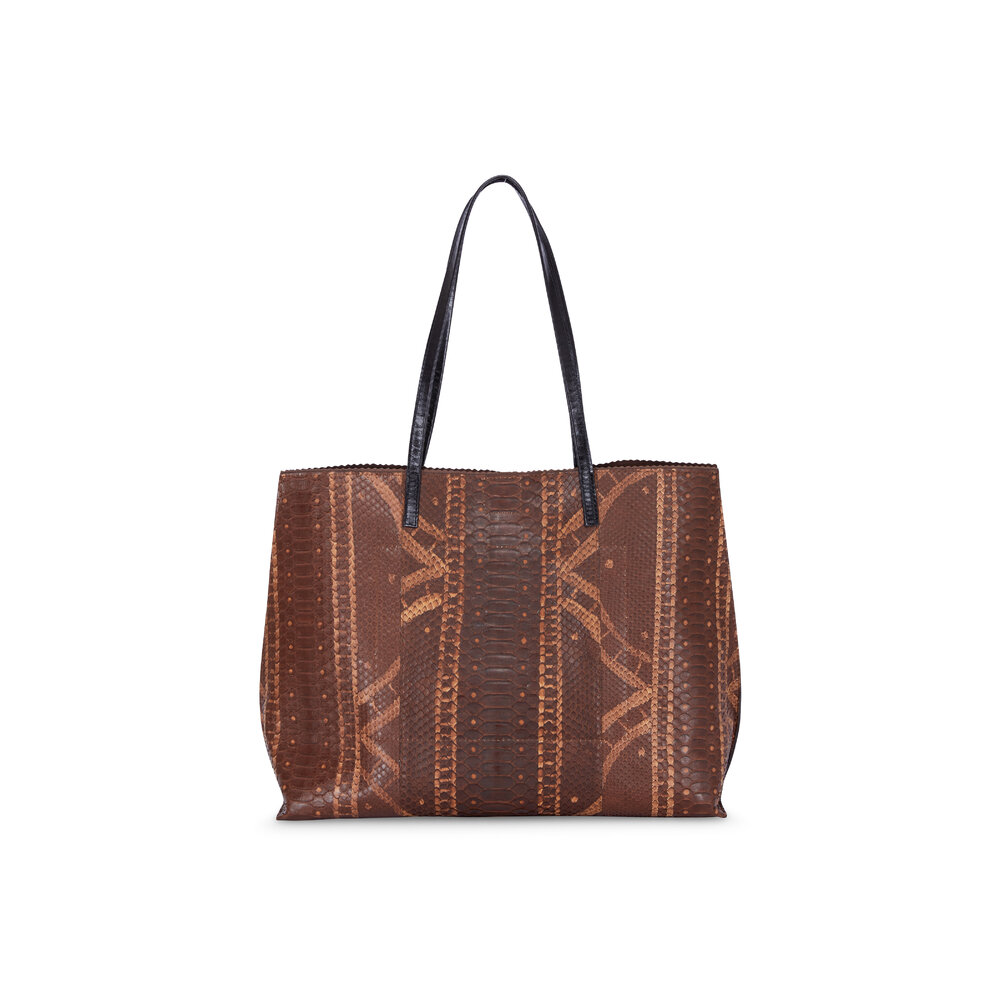 B May Bags - Brown Tribal Python Leather Classic Shopper