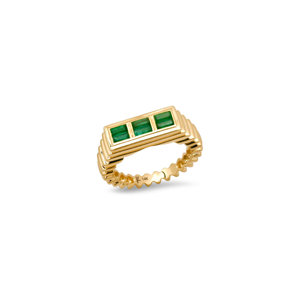 Helena Rose - 14k Yellow Gold Emerald Fluted Ring
