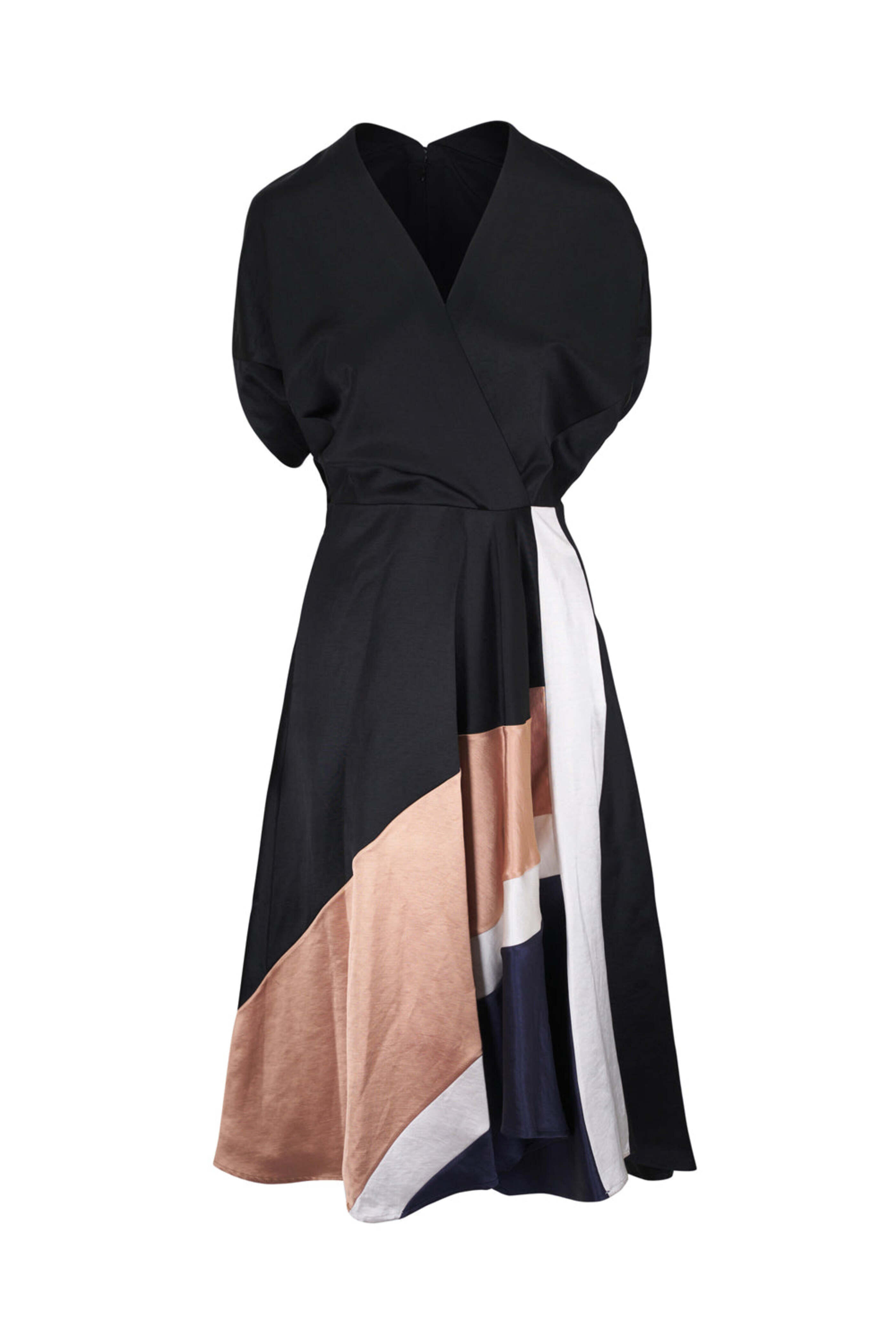 Zero + Maria Cornejo - Black and Gold Colorblock Doppio Aki Wave Dress