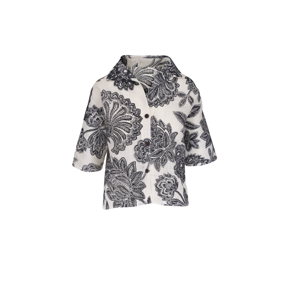 Peter Cohen - Trudy Black & White Floral Print Blouse